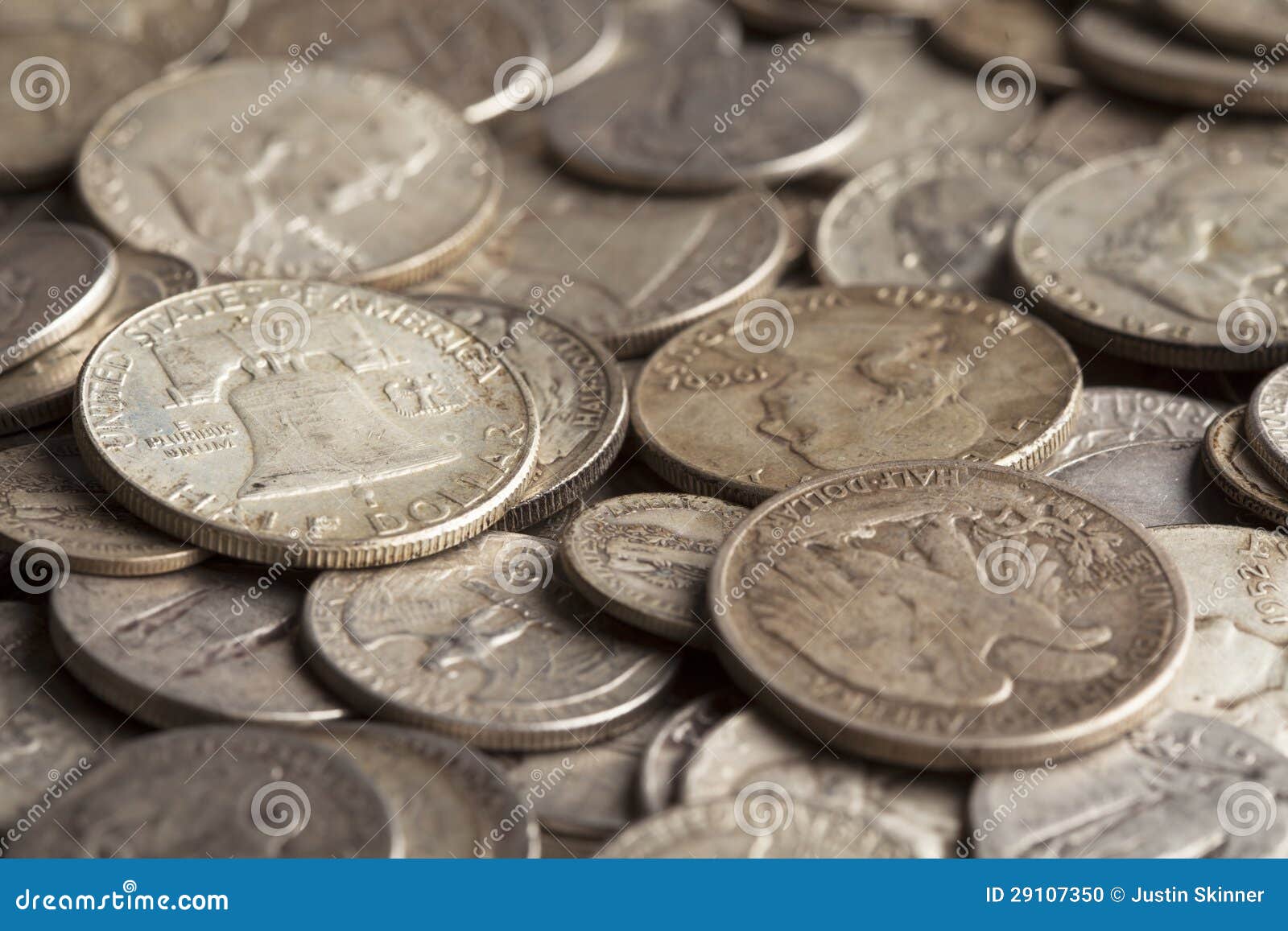 Old Silver Coins stock photo. Image of closeup, financial - 29107350