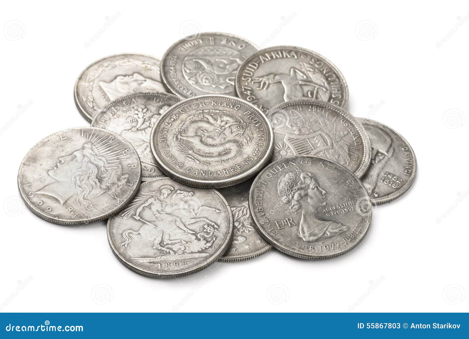 Old silver coins stock image. Image of investment, heap - 55867803