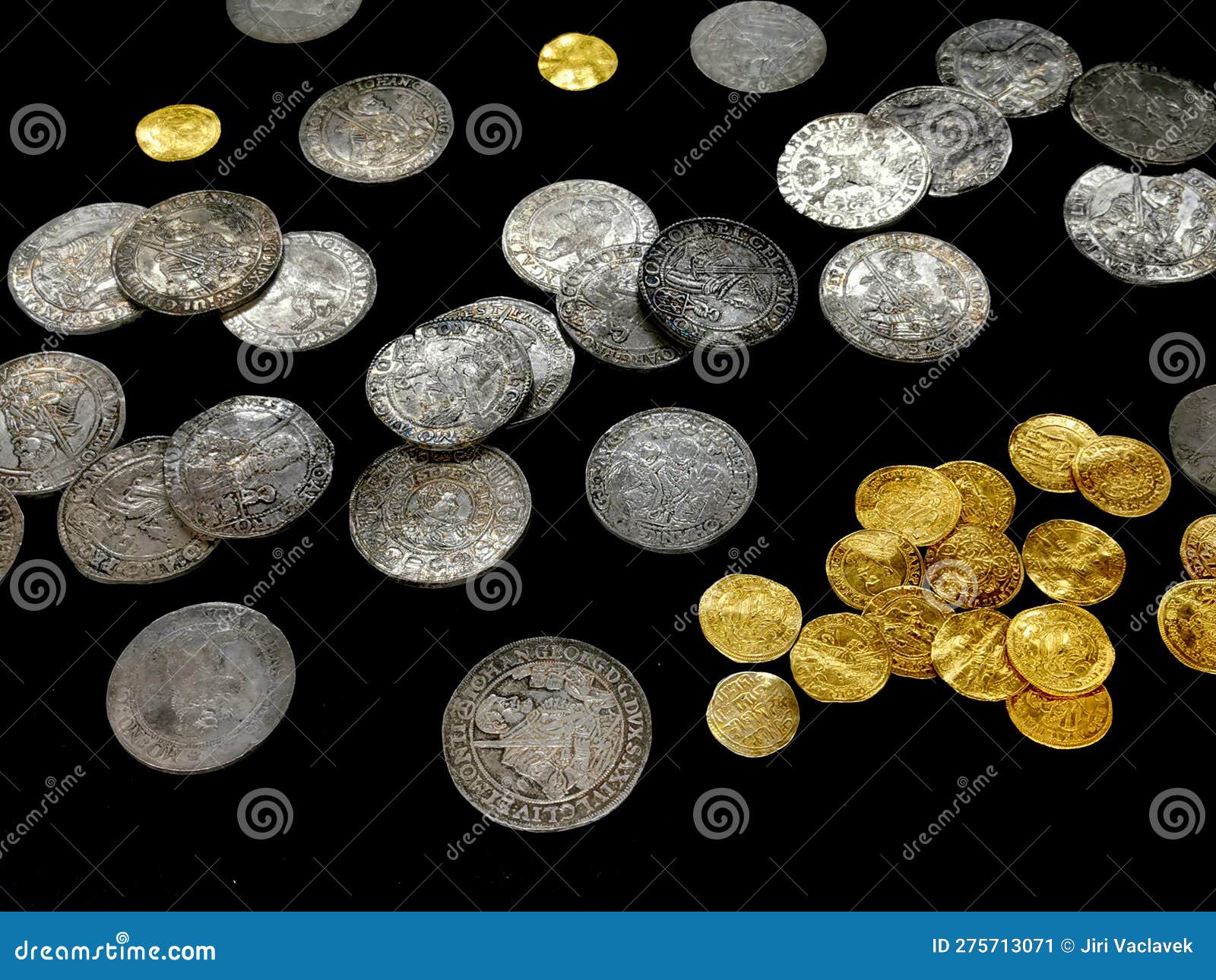 Old silver and gold coins stock image. Image of retro - 275713071