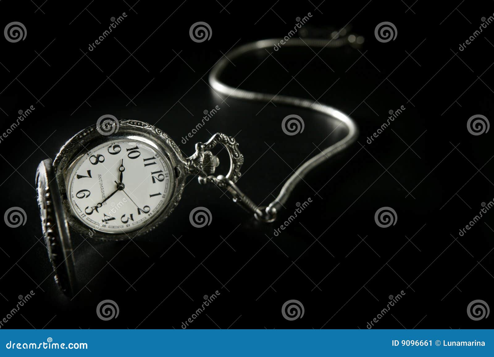 Old Silver Pocket Watch Clock with Chain Stock Image - Image of ...