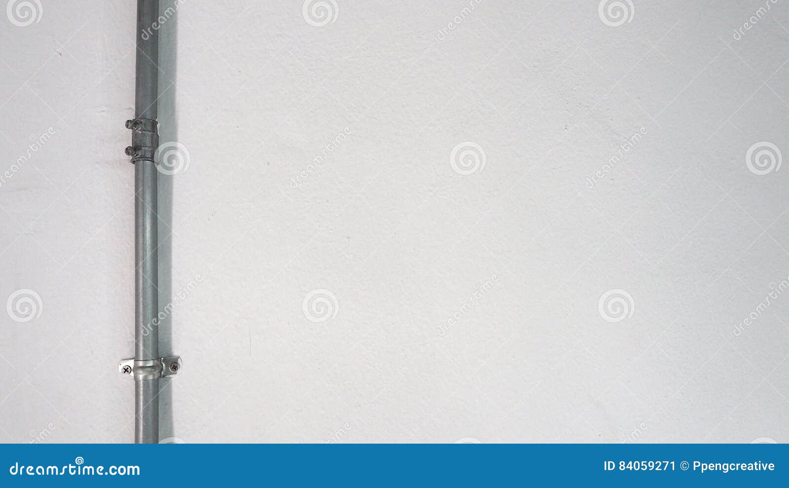 Old Silver Steel Pipe and White Texture Wall. Stock Image - Image of ...