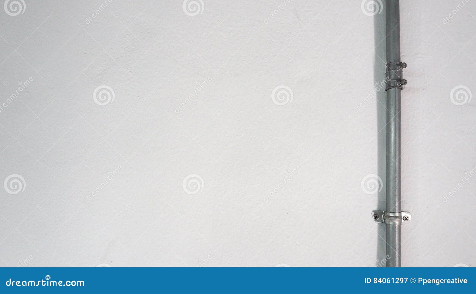 Old Silver Steel Pipe and White Texture Wall. Stock Image - Image of ...