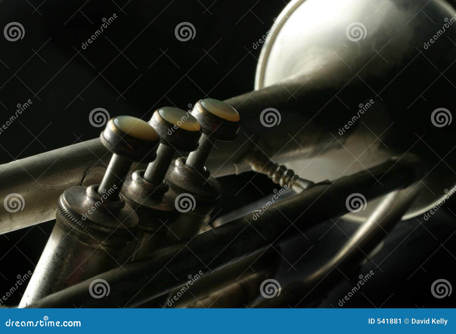 Old Silver Trumpet stock image. Image of dixieland, vintage - 541881