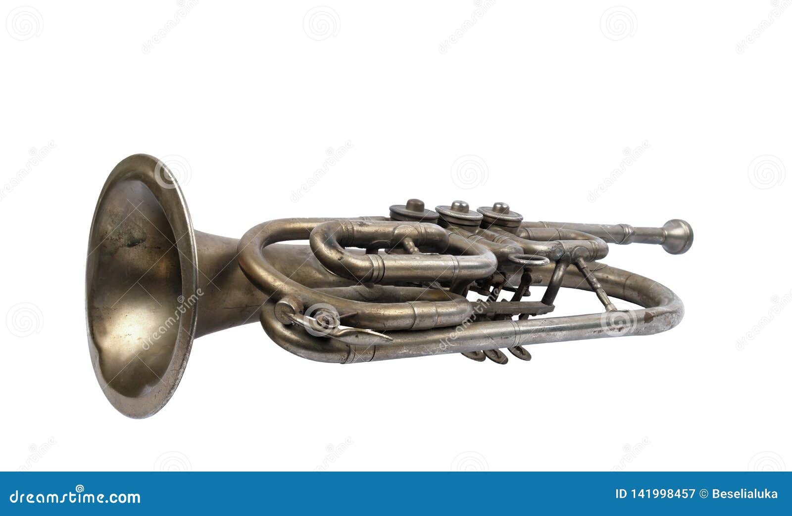 Old silver trumpet stock image. Image of equipment, musician - 141998457