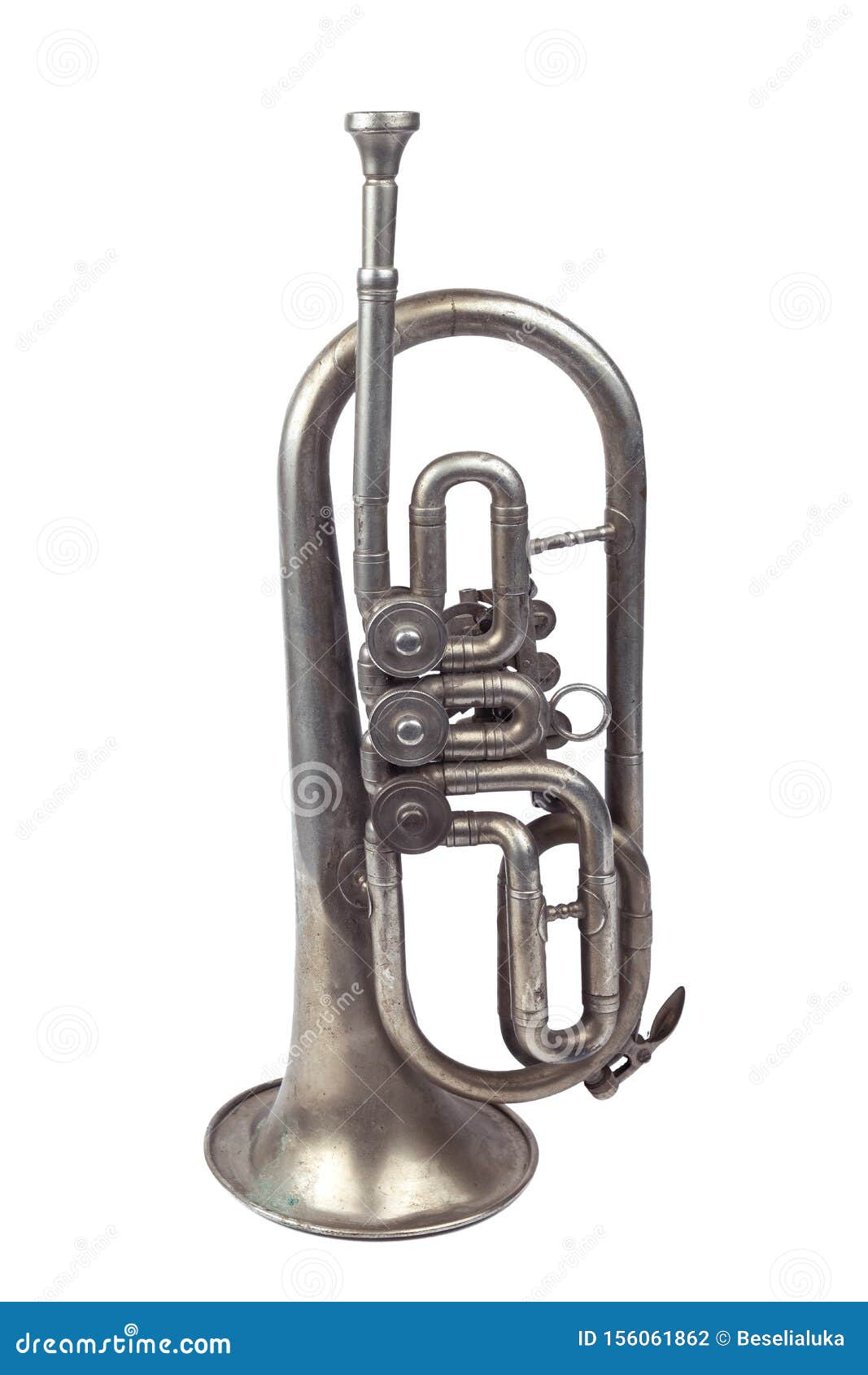 Old silver trumpet stock photo. Image of play, golden - 156061862