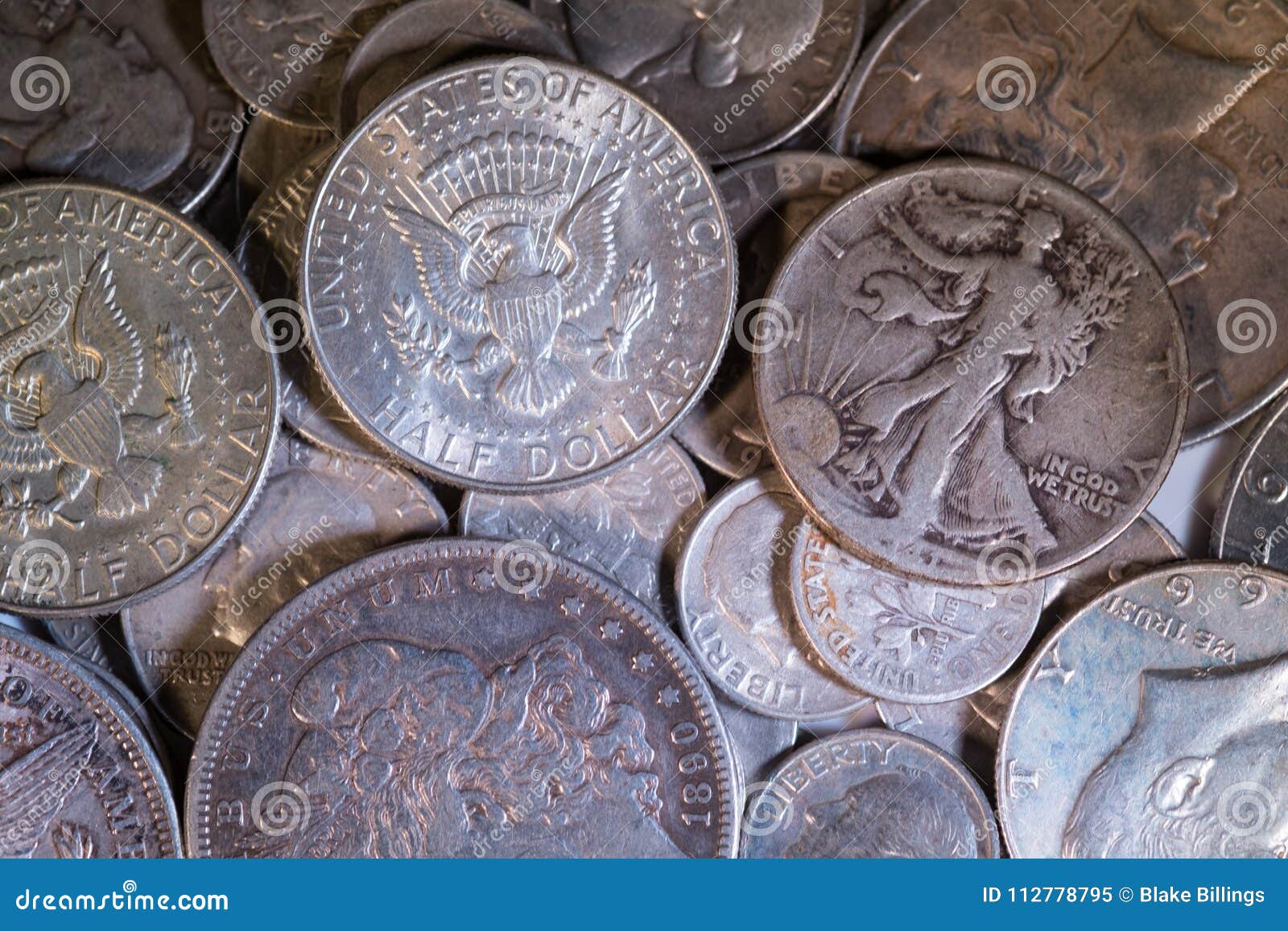 Old Silver US Coins stock image. Image of investment - 112778795