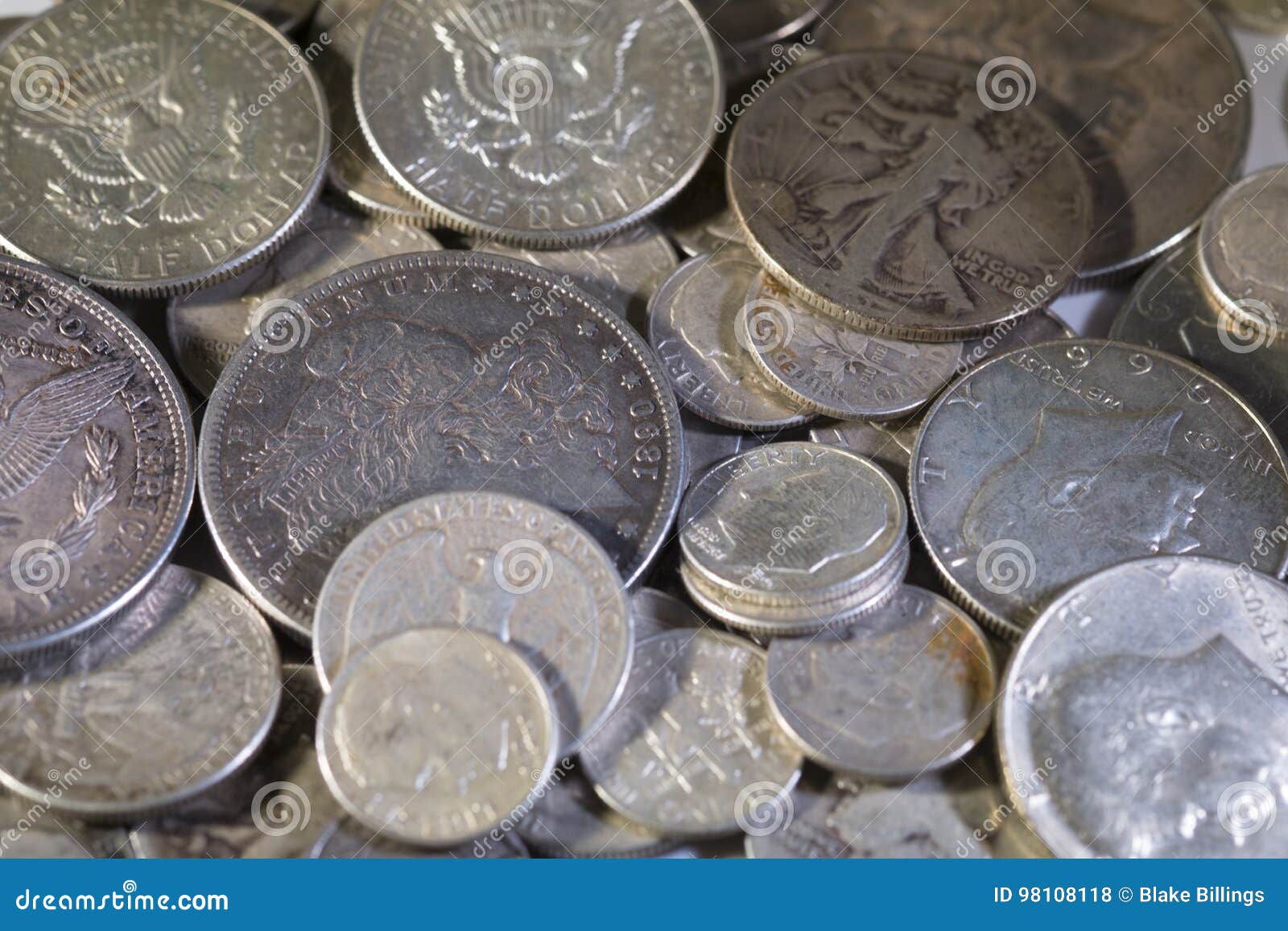 Old Silver US Coins stock photo. Image of coins, valuable - 98108118