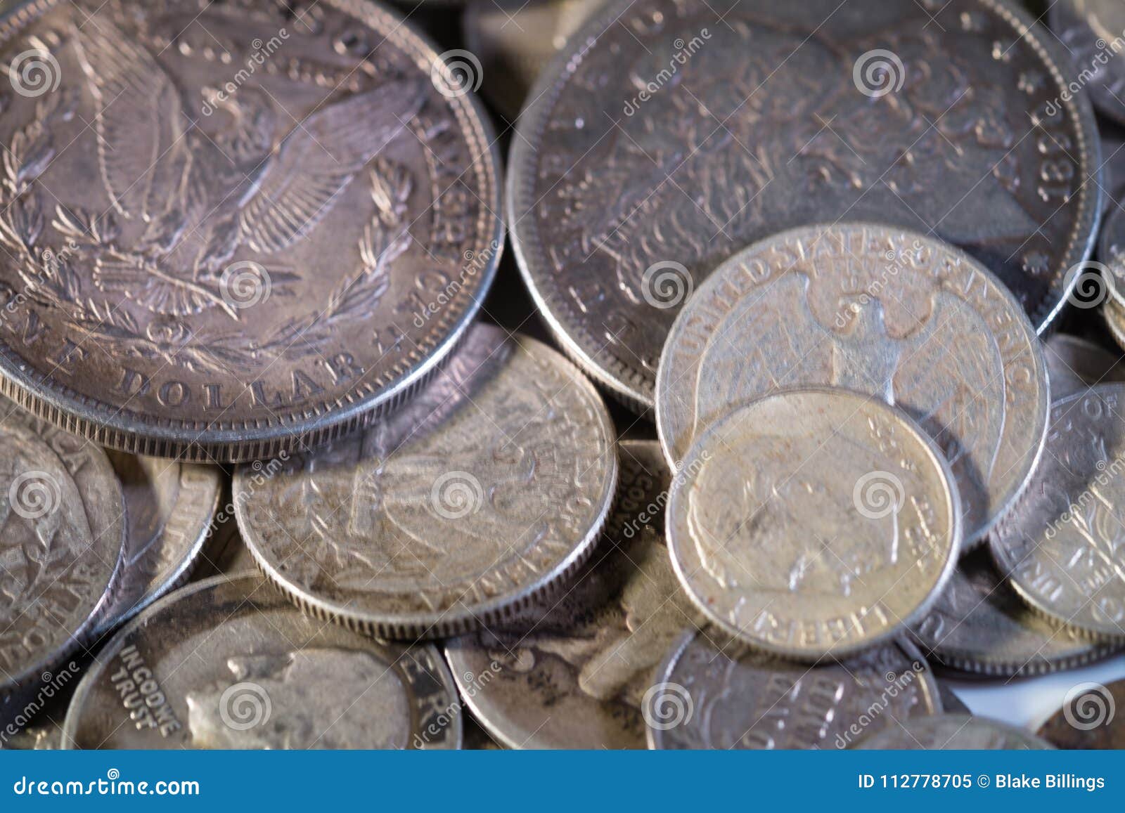 Old Silver US Coins stock image. Image of franklin, denominations ...