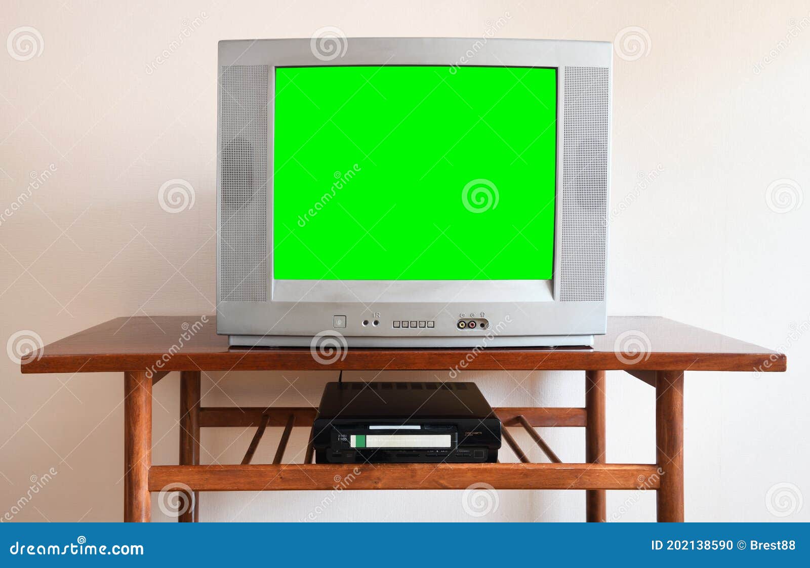 Old Silver Vintage TV with Clutter from 1980s, 1990s, 2000s, VCR on ...