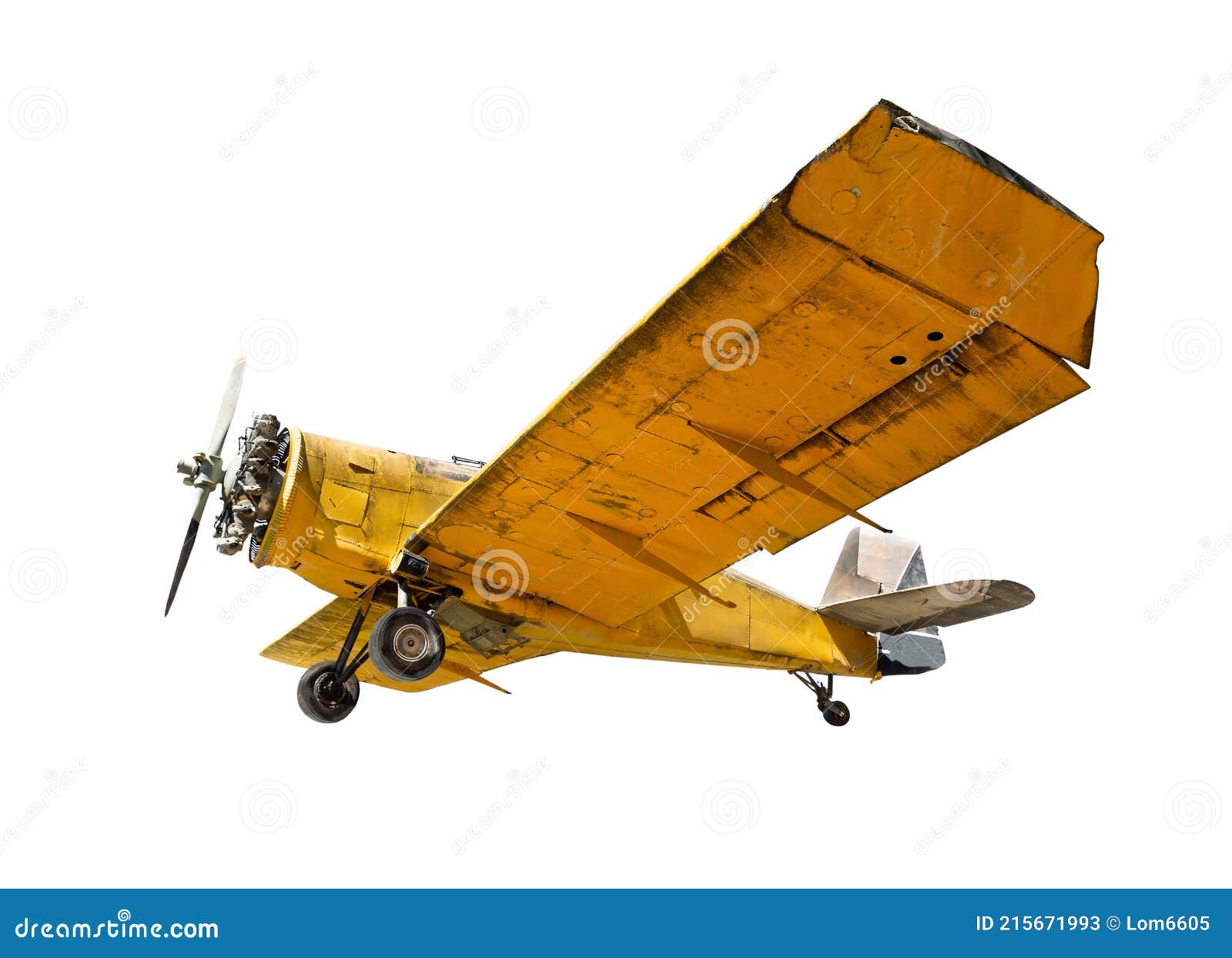Old Single-engine Plane Isolated on White Stock Image - Image of flight ...