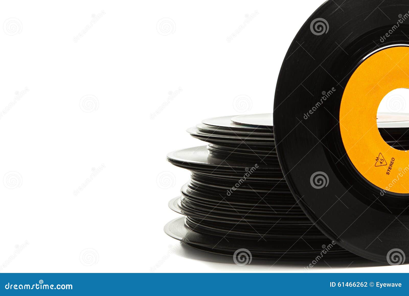 Old Single Vinyl Records Stack Stock Photo - Image of orange, space ...