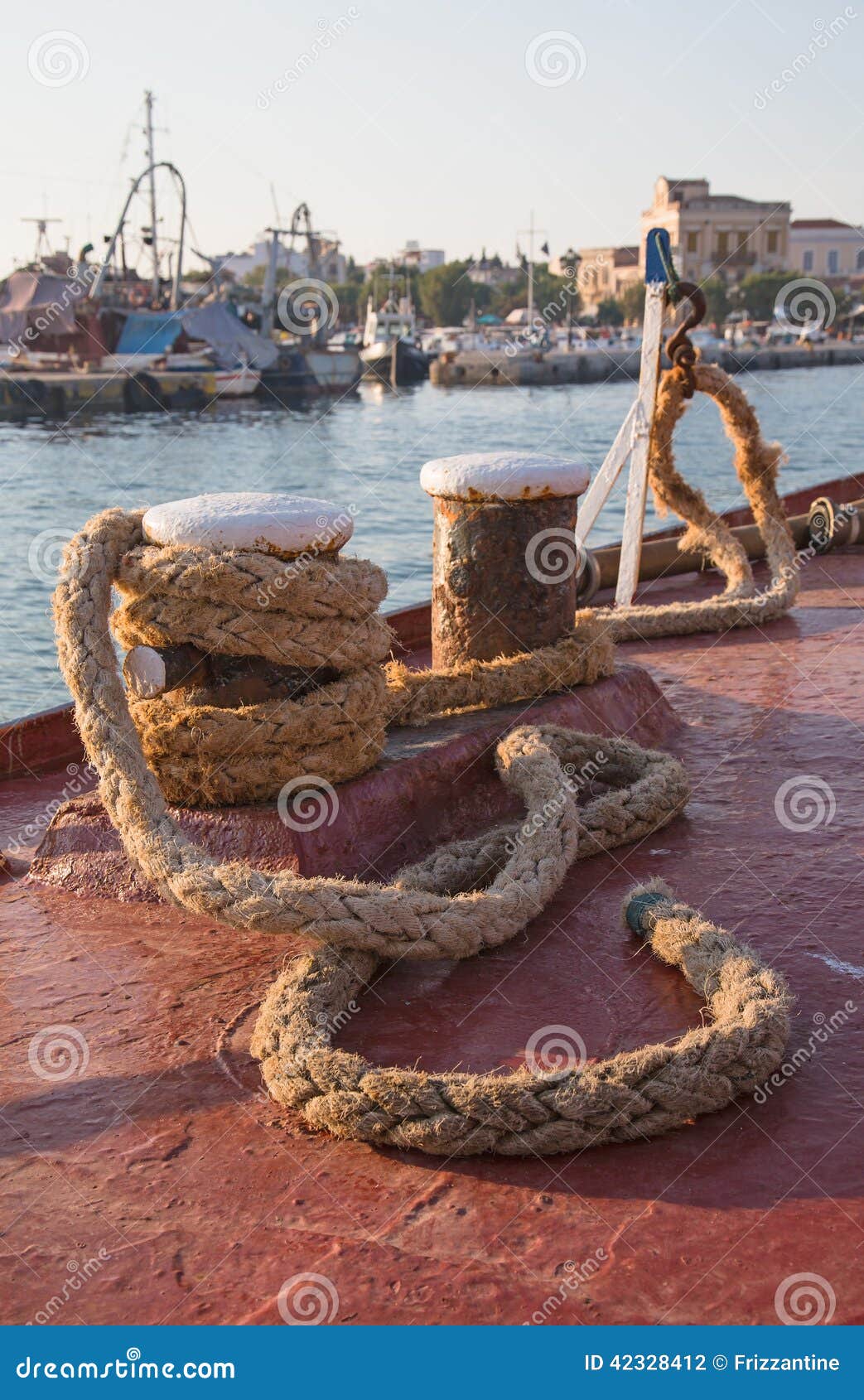 Old Sisal Rope of an Ancient Ship Fixed on the Docks in the Harbor ...