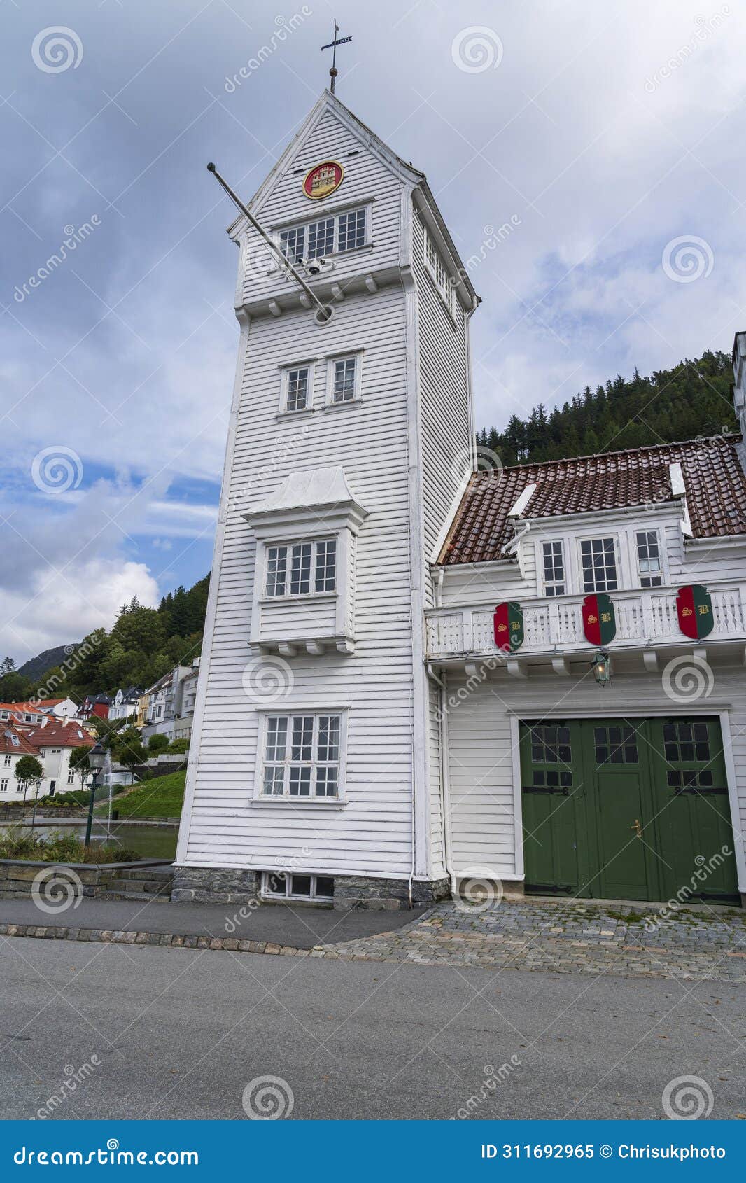 Old Skansen Fire Station in Bergen Stock Image - Image of funicular ...