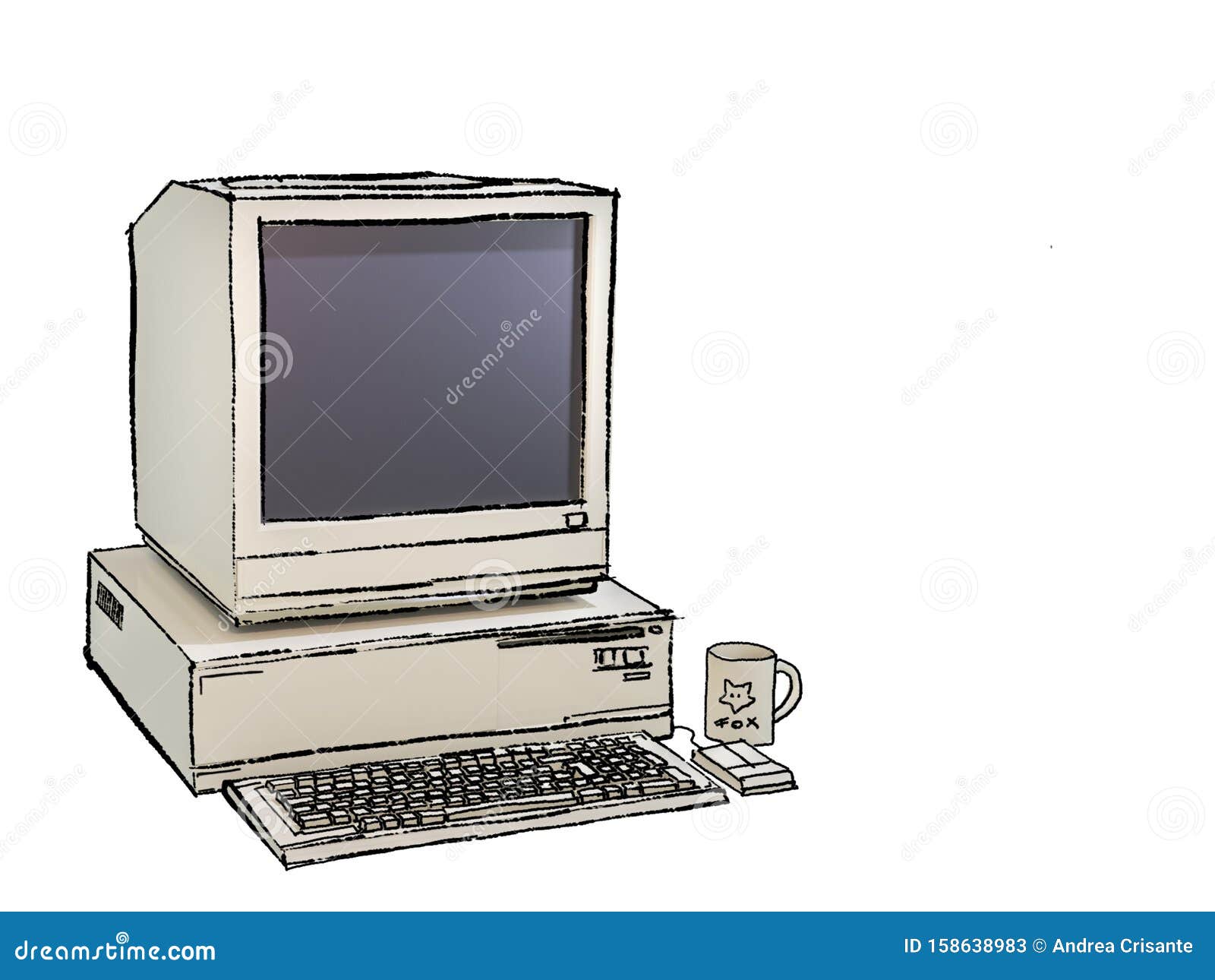 Old sketched computer stock illustration. Illustration of structure ...