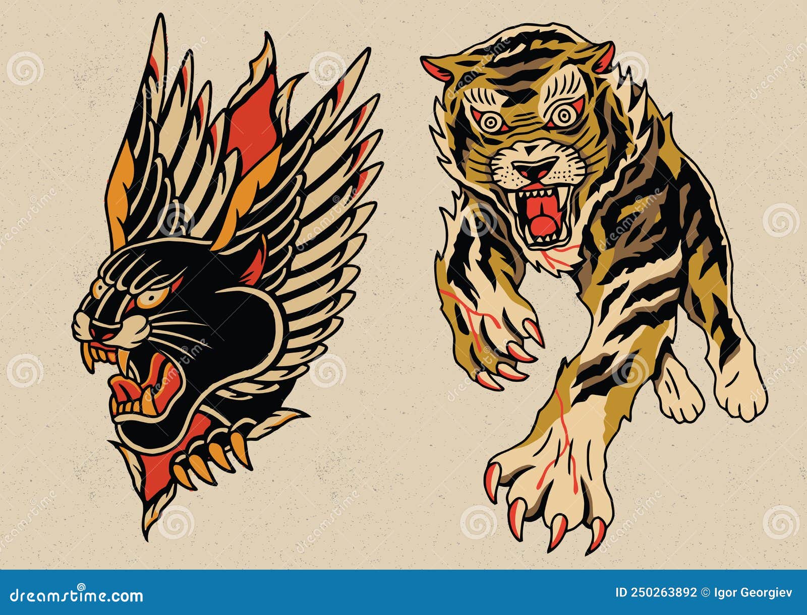Old Skool Tatoo flash set stock vector. Illustration of hardcore ...
