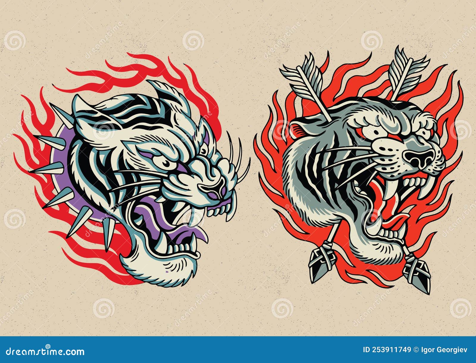 Old Skool Tatoo flash set stock vector. Illustration of fred - 253911749