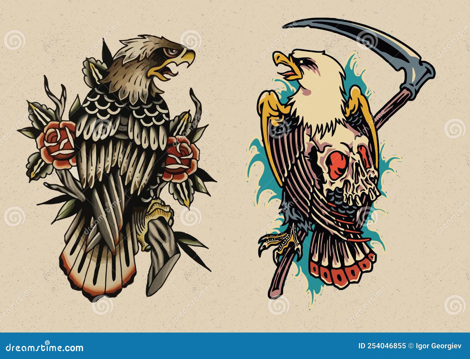 Old Skool Tatoo flash set stock vector. Illustration of flash - 254046855