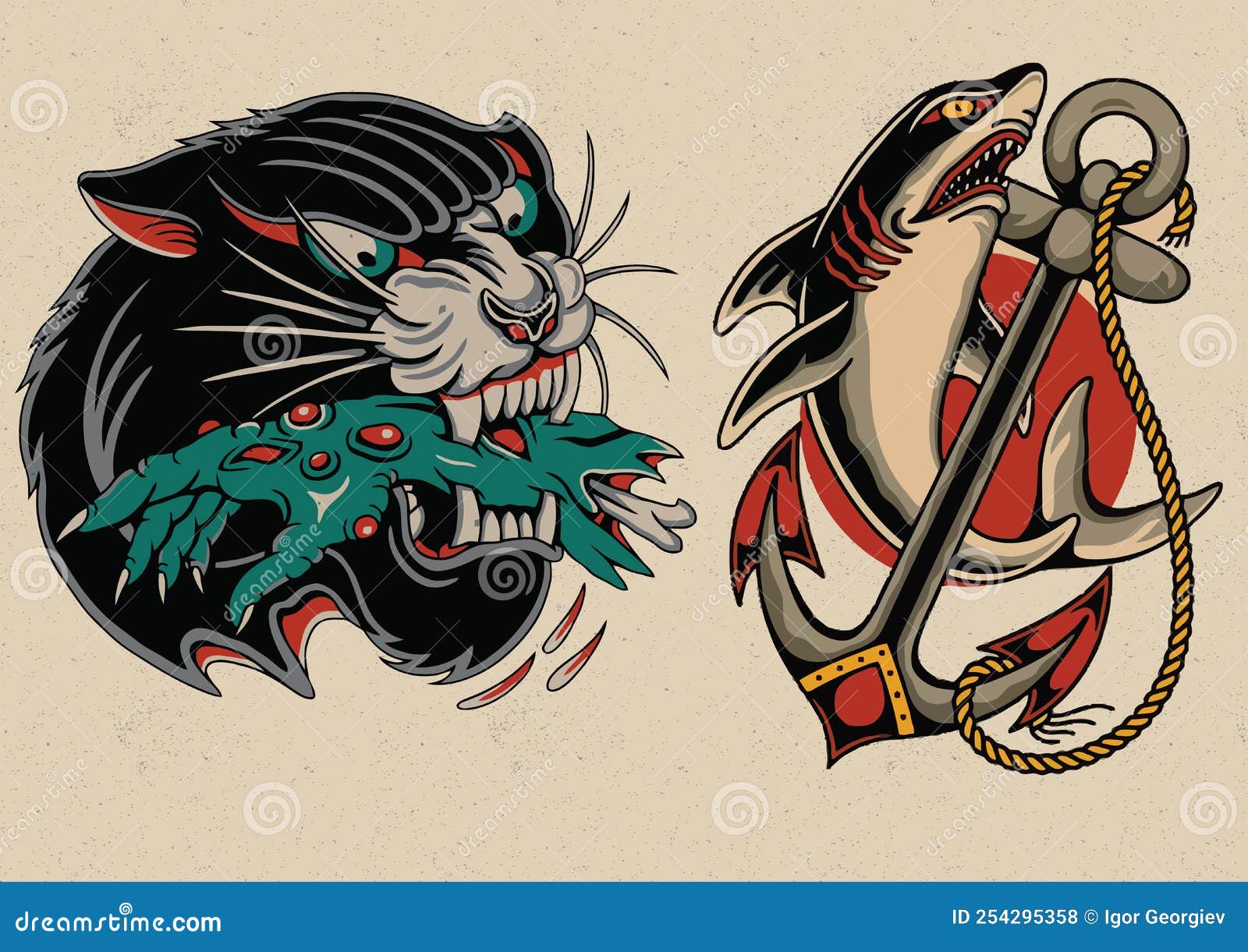 Old Skool Tattoo flash set stock vector. Illustration of eagle - 254295358