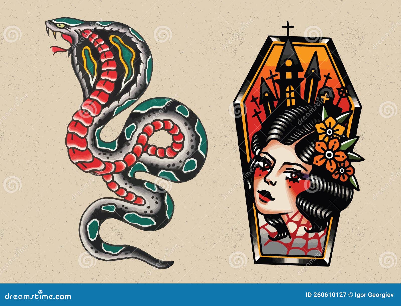 Traditional Cobra Tattoo Flash