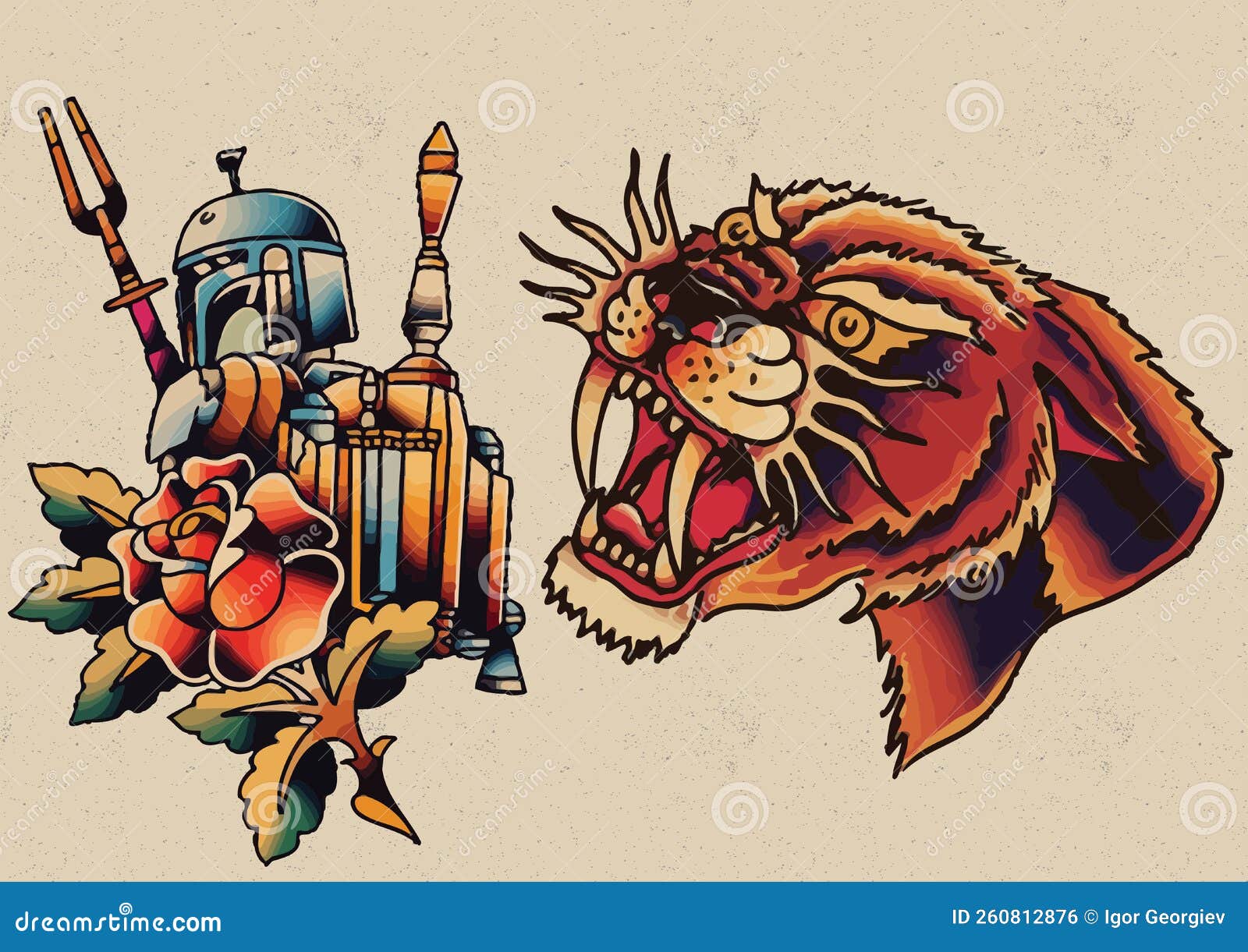 Old Skool Tattoo Flash Set Vector Illustration Poster Template Stock ...