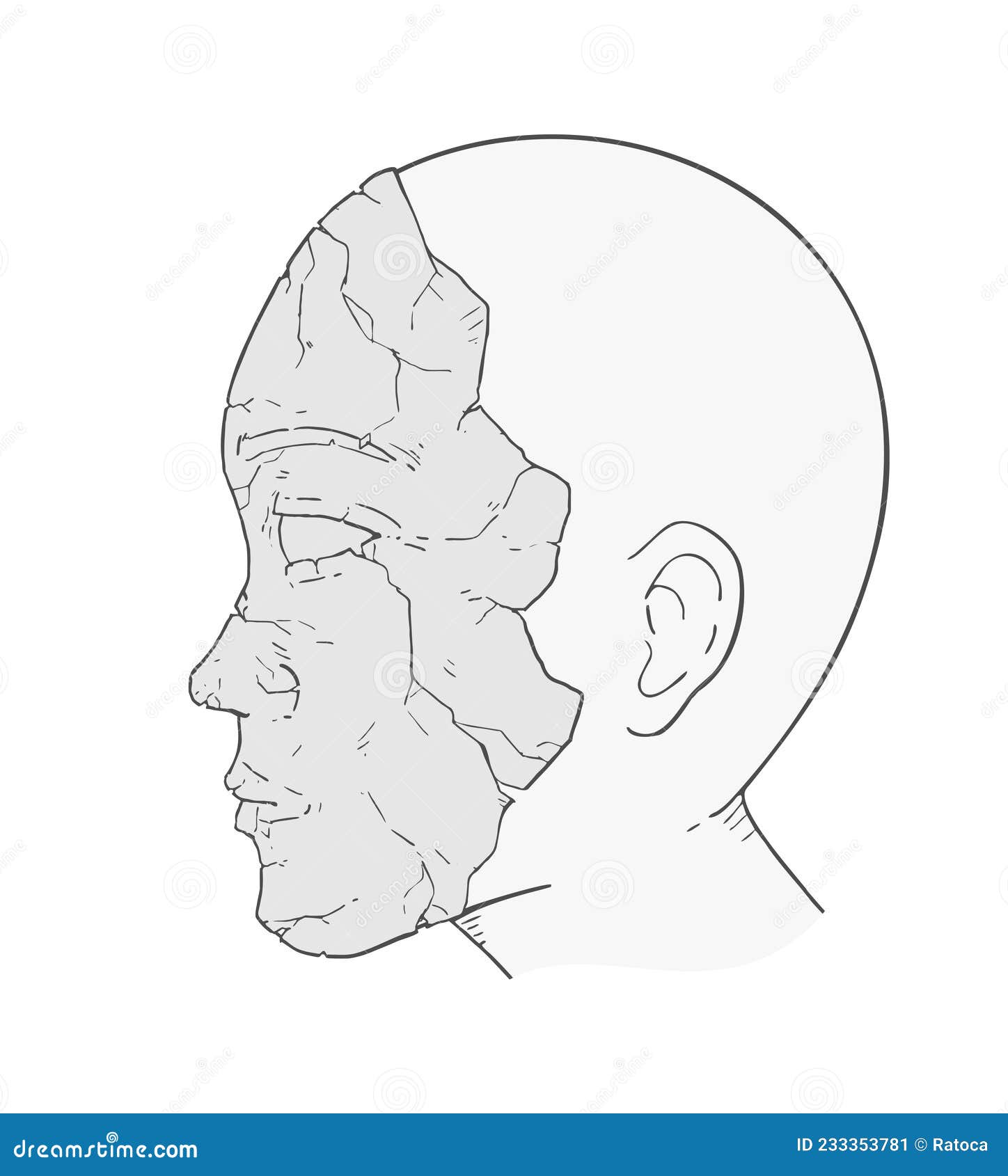 Old sky head illustration stock vector. Illustration of aging - 233353781