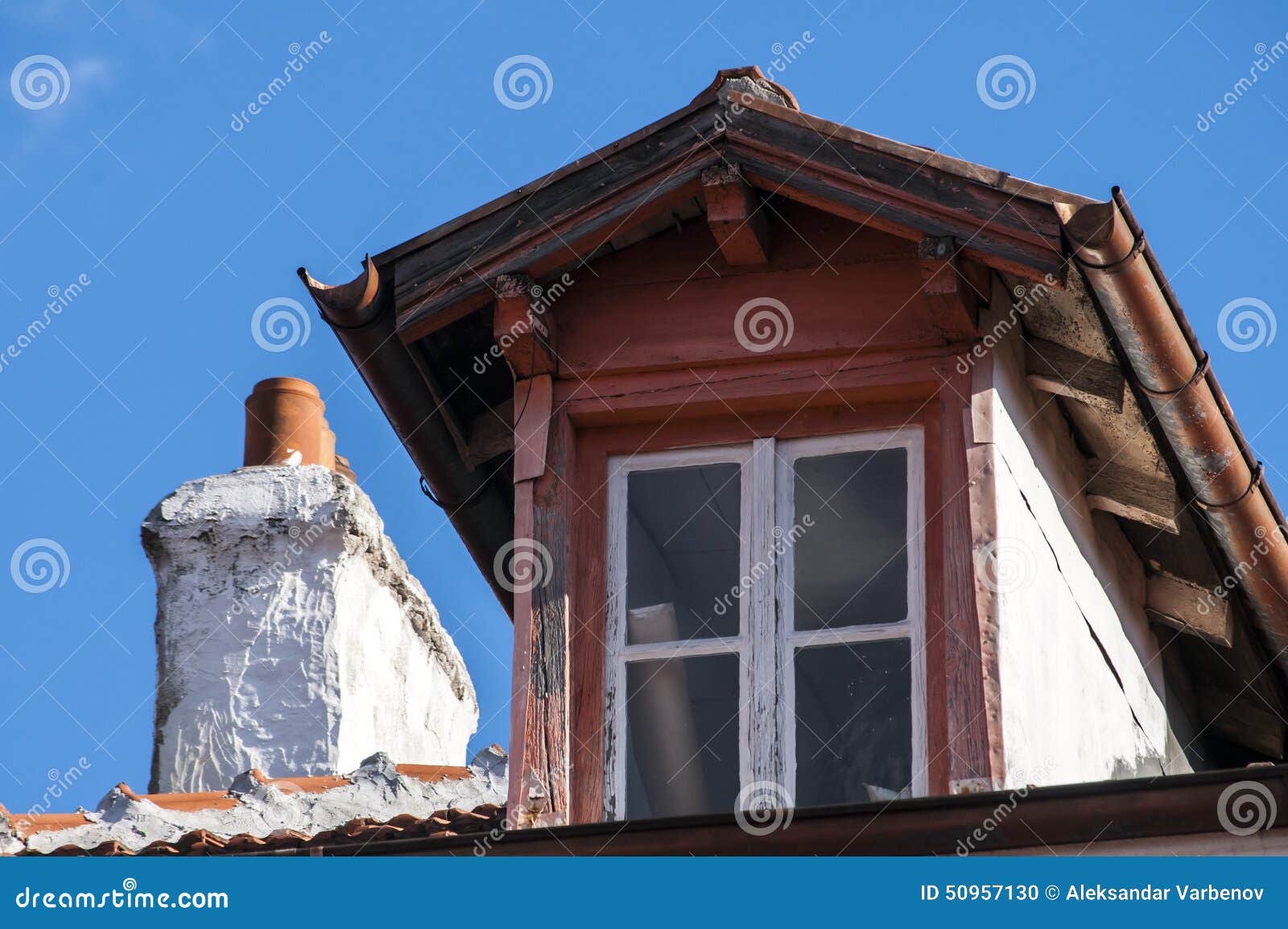 Old skylight and chimney stock photo. Image of architecture - 50957130