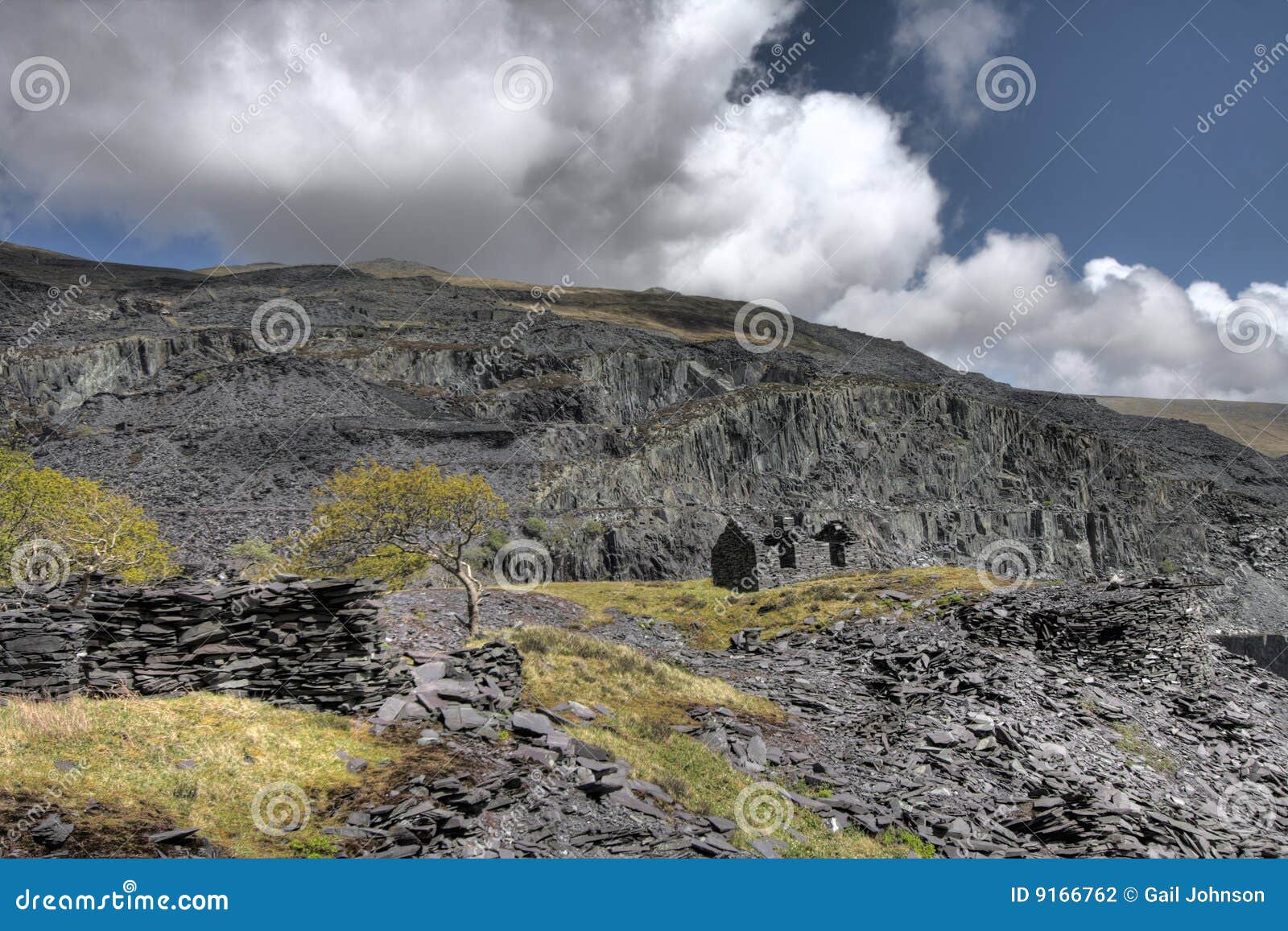 Old Slate workings stock photo. Image of hills, llyn, llanberis - 9166762