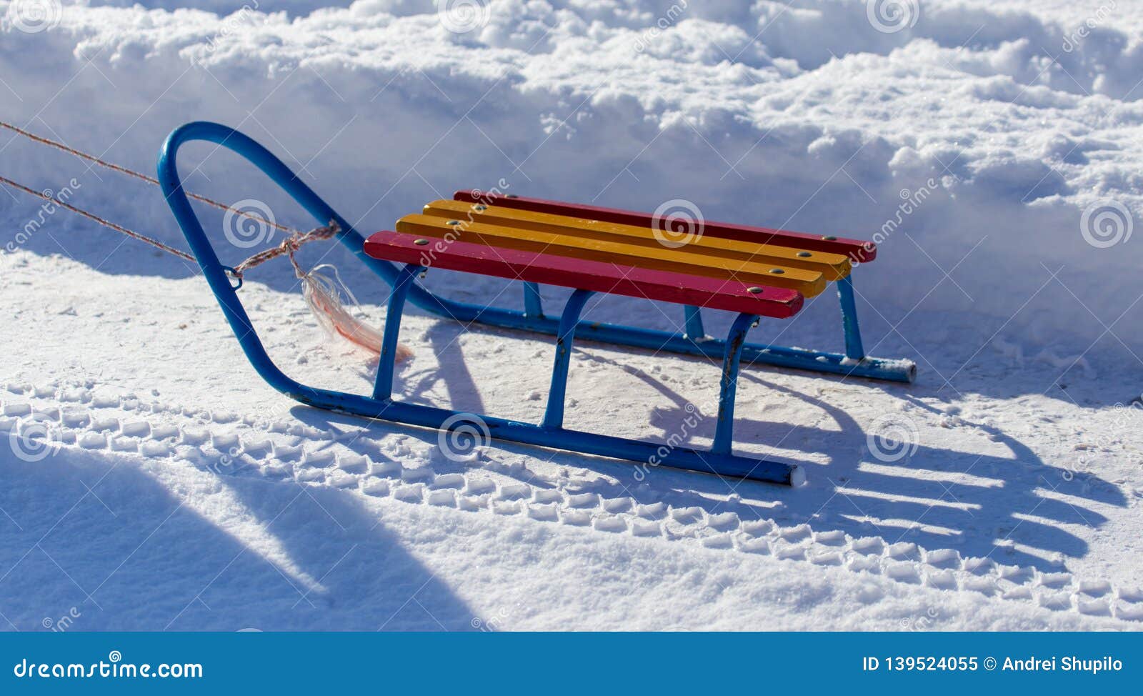 Old Sled in the Snow in Winter Stock Image - Image of vacation, sledge ...