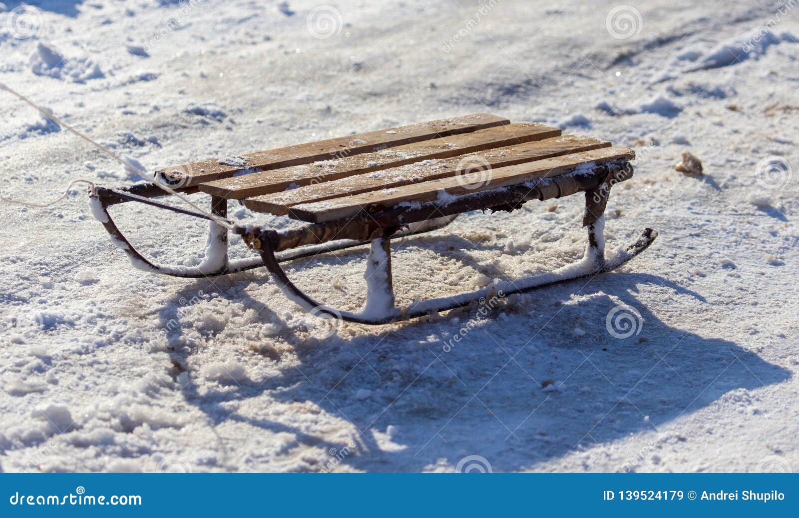 Old Sled in the Snow in Winter Stock Image - Image of antique, season ...