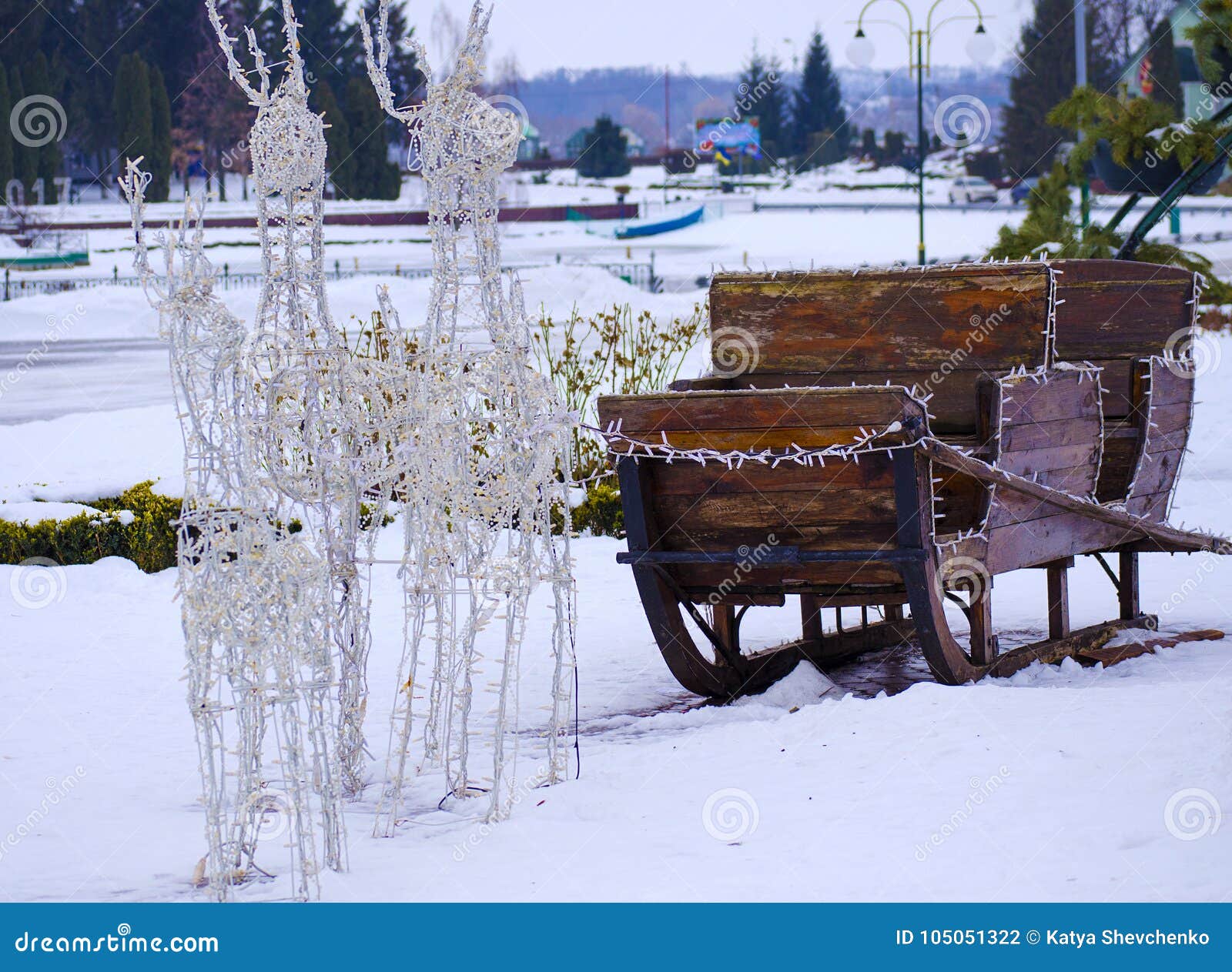 Old sledge for Santa Claus stock photo. Image of sledge - 105051322