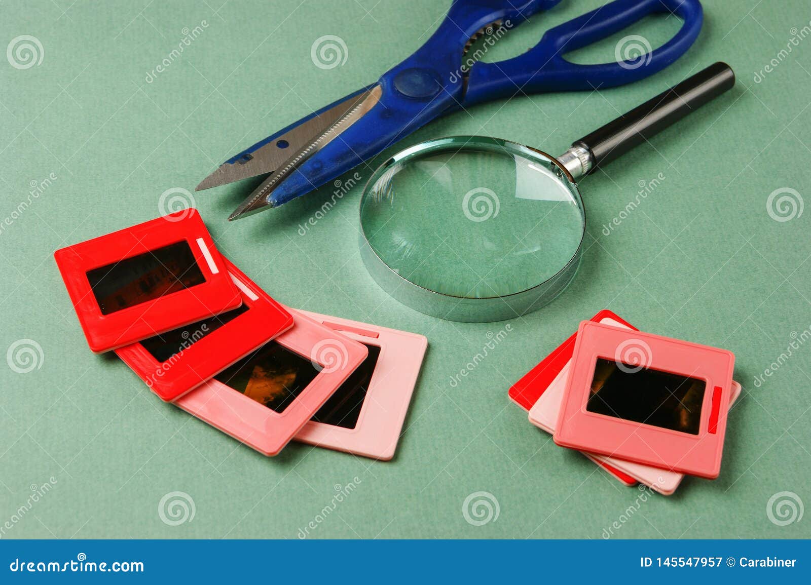Old Slides and a Magnifying Glass Stock Image - Image of positivity ...
