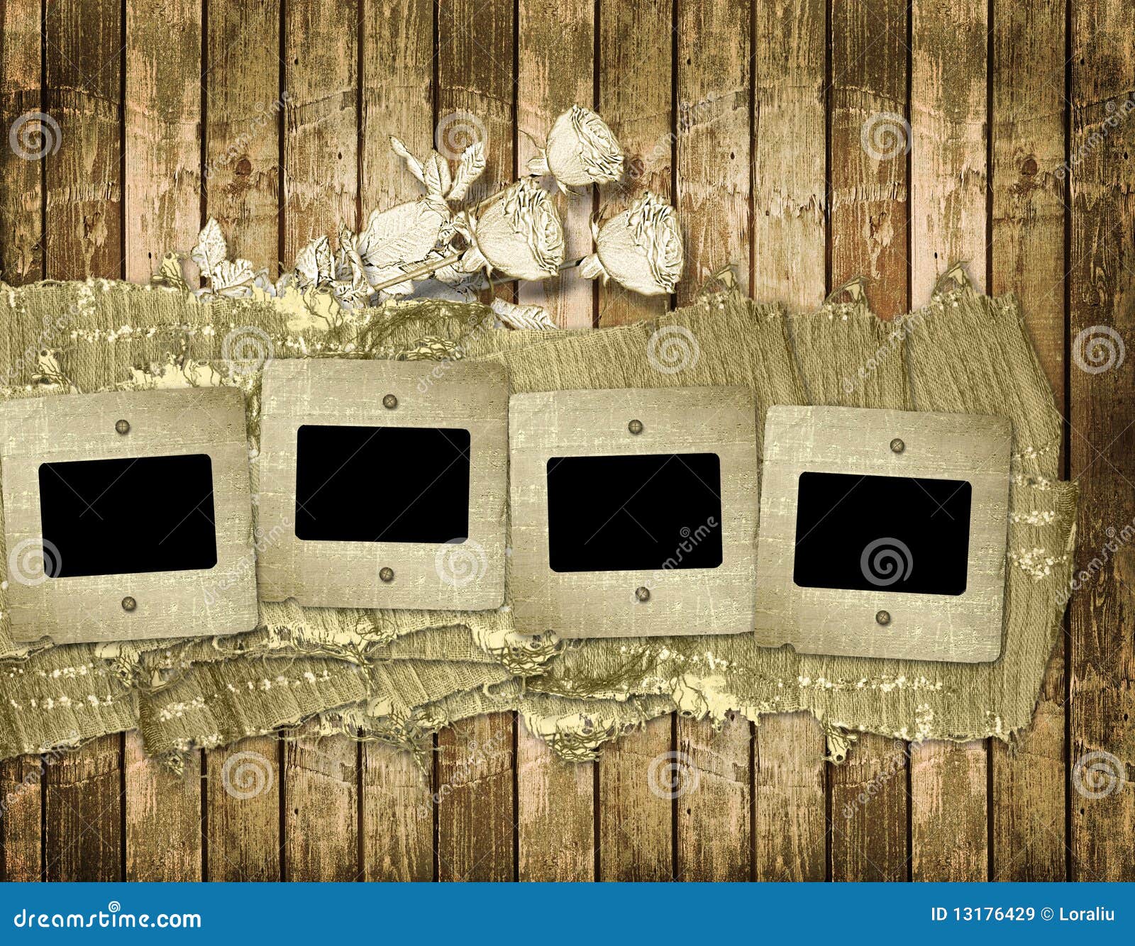 Old Slides on the Wooden Background Stock Illustration - Illustration ...