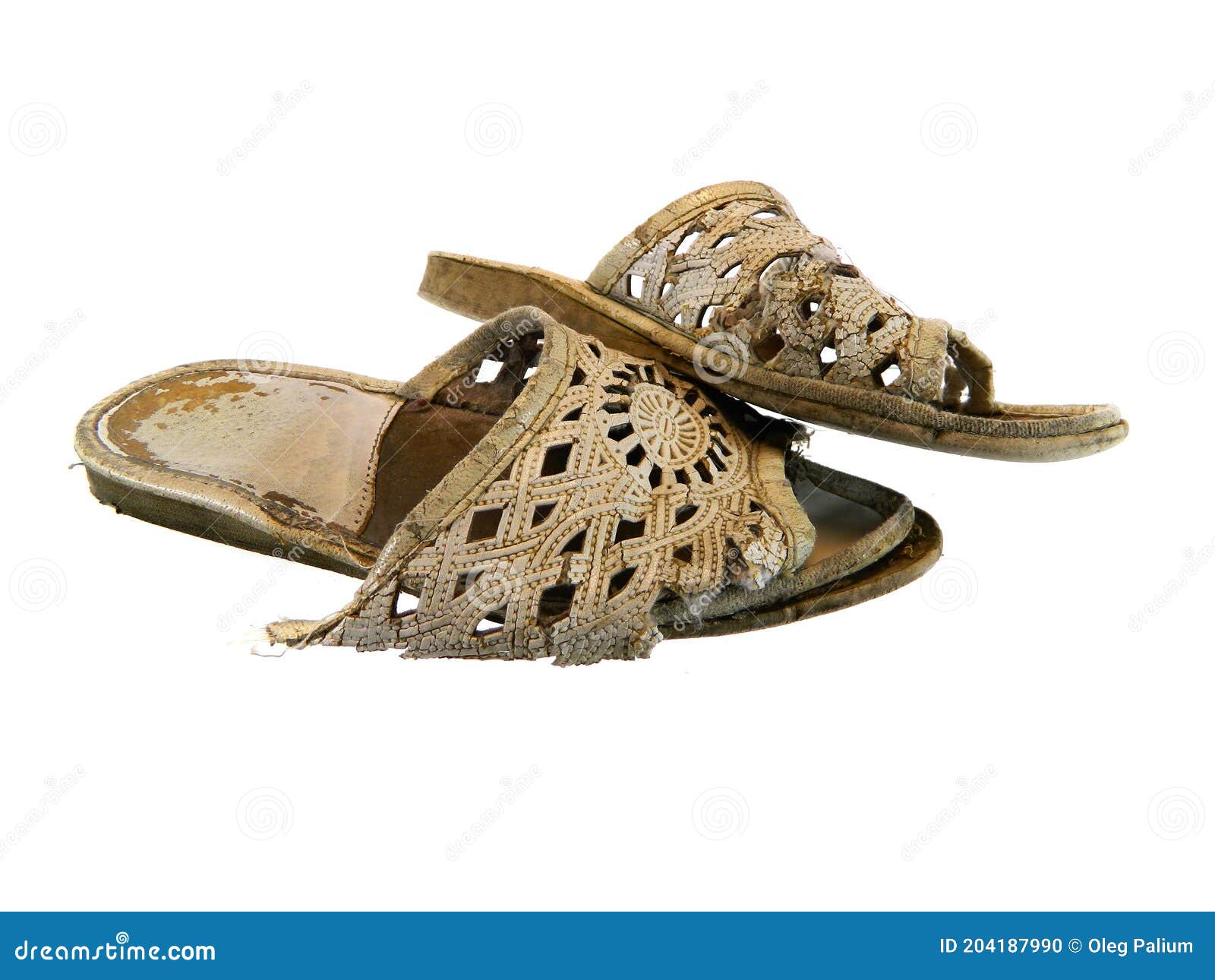 Old Slippers Isolated on White Background Stock Photo - Image of white ...
