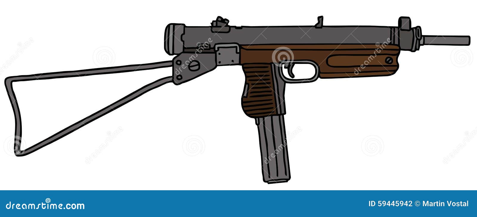 Old Small Automatic Gun Vector Illustration | CartoonDealer.com #59445942