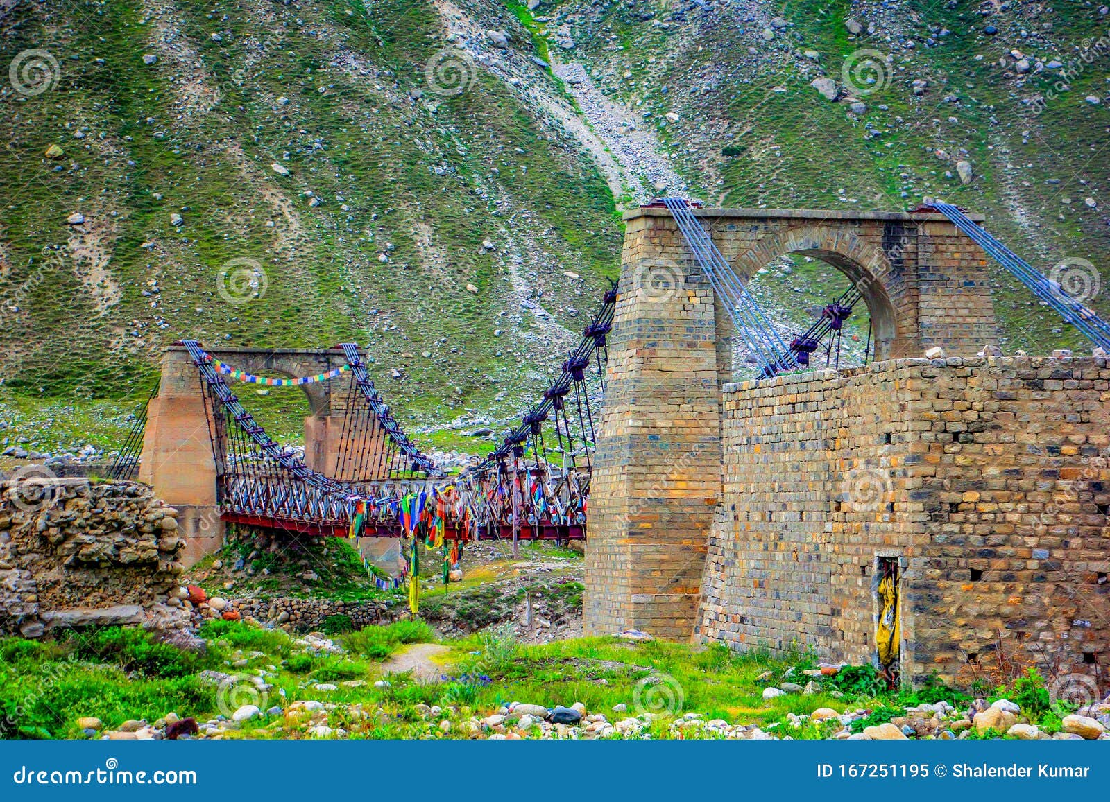 Old Small Bridge through a River in a Tropical Mountain Stock Image ...