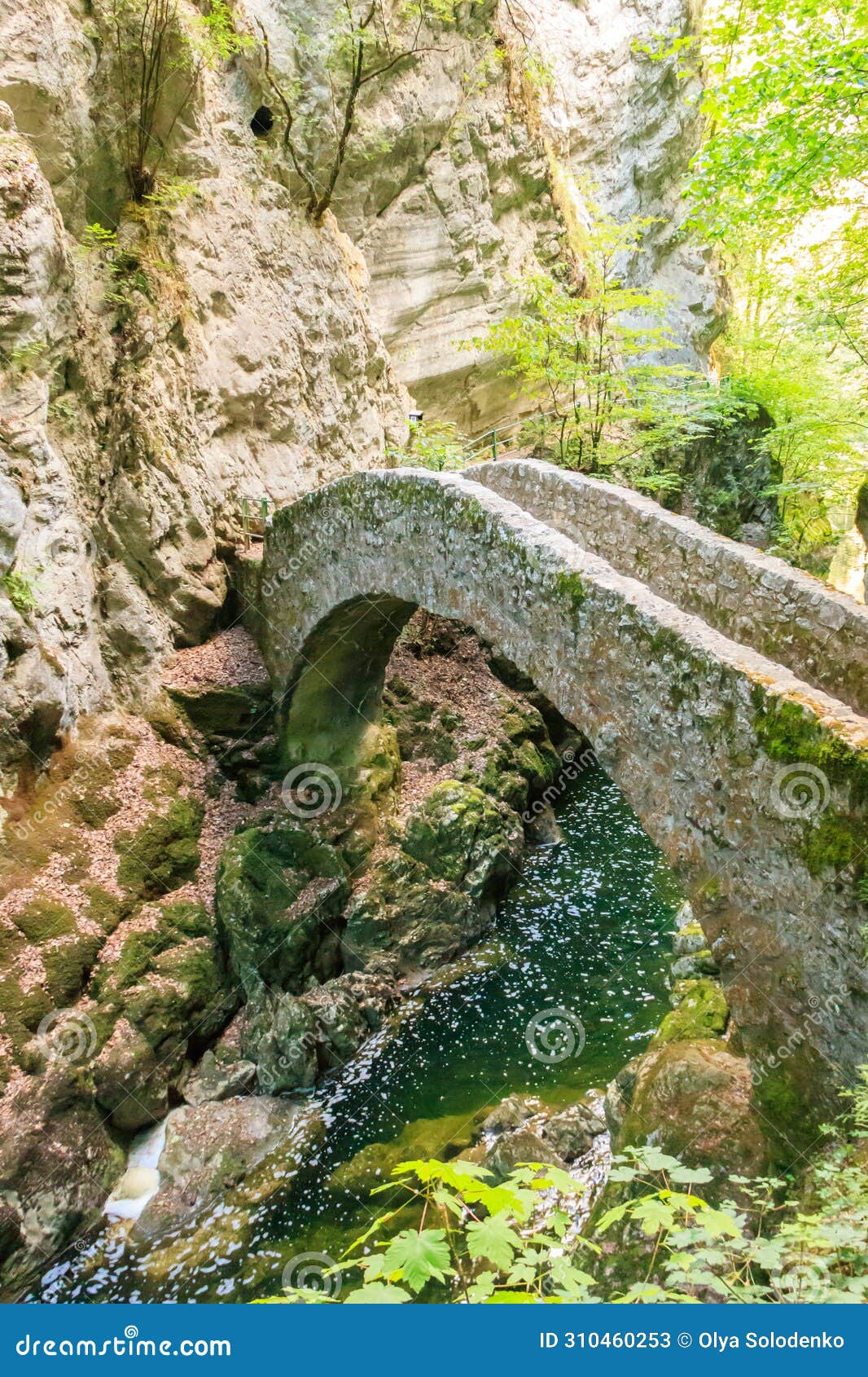Old Small Stone Bridge Over River at Gorges De L Areuse, Switzerland ...