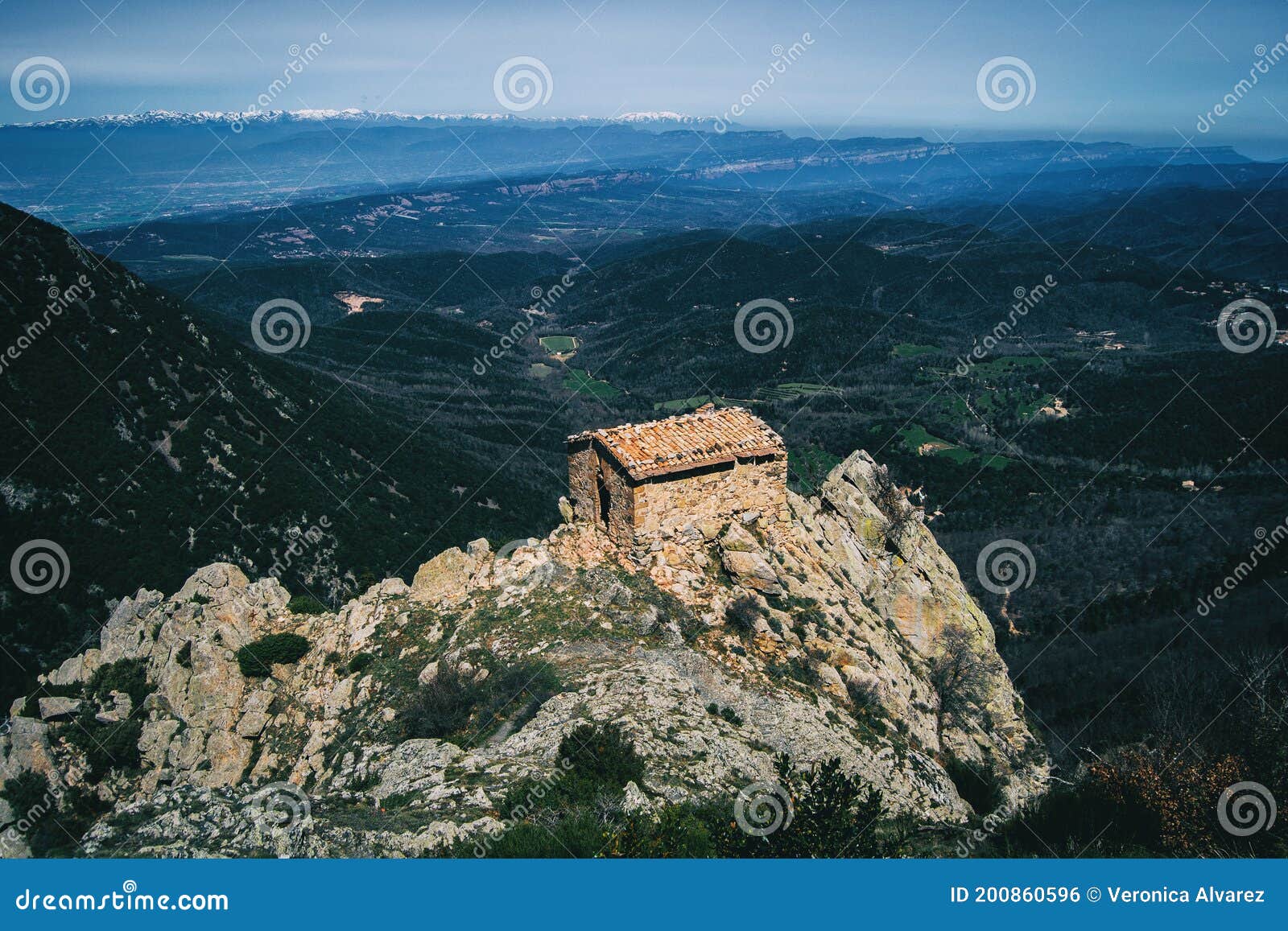 An Old Small Stone House Built on Top of a Rock on the Heights Stock ...