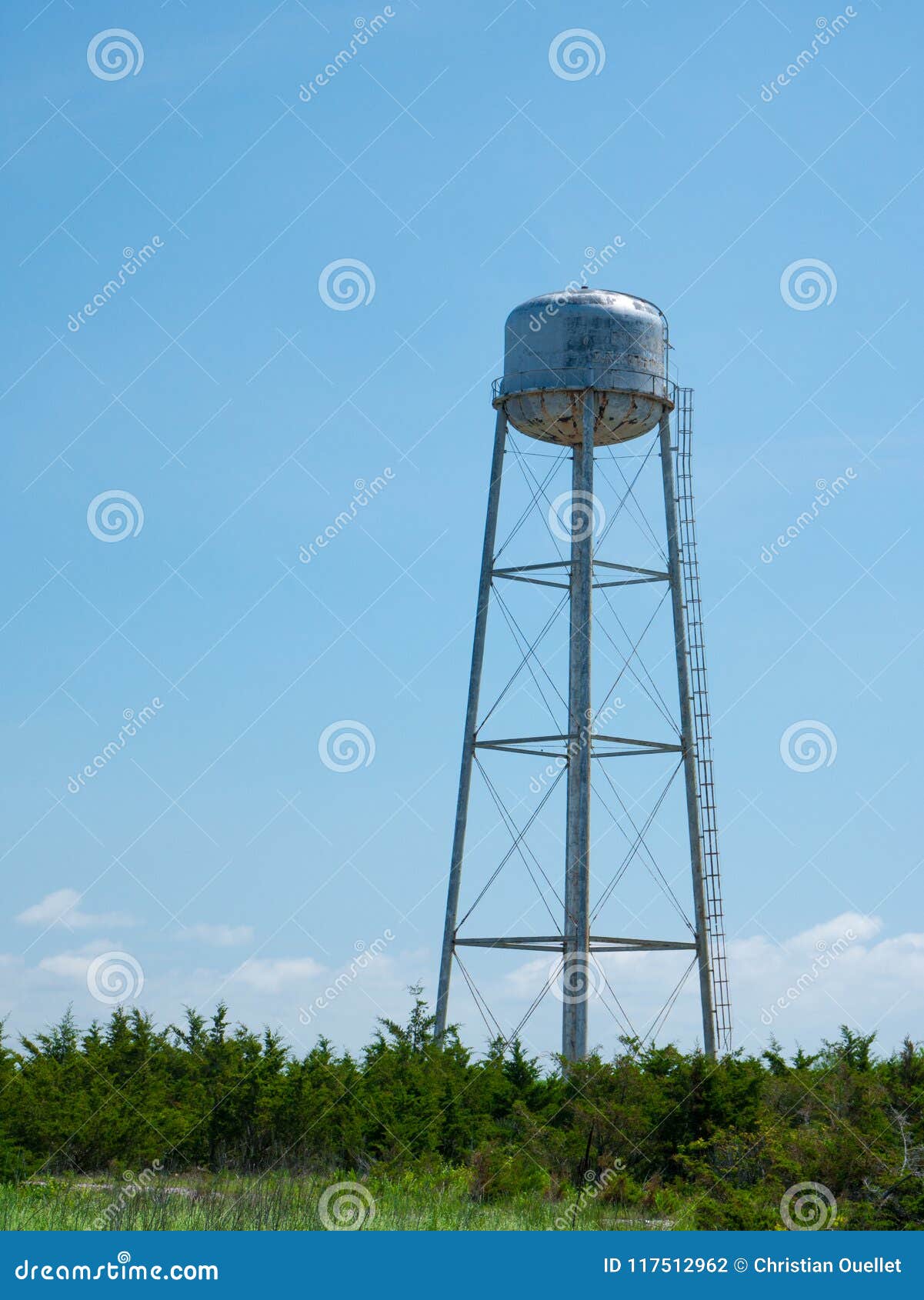 Old Small Town Water Tower, Lit by Sunlight from the Left Side and Set ...