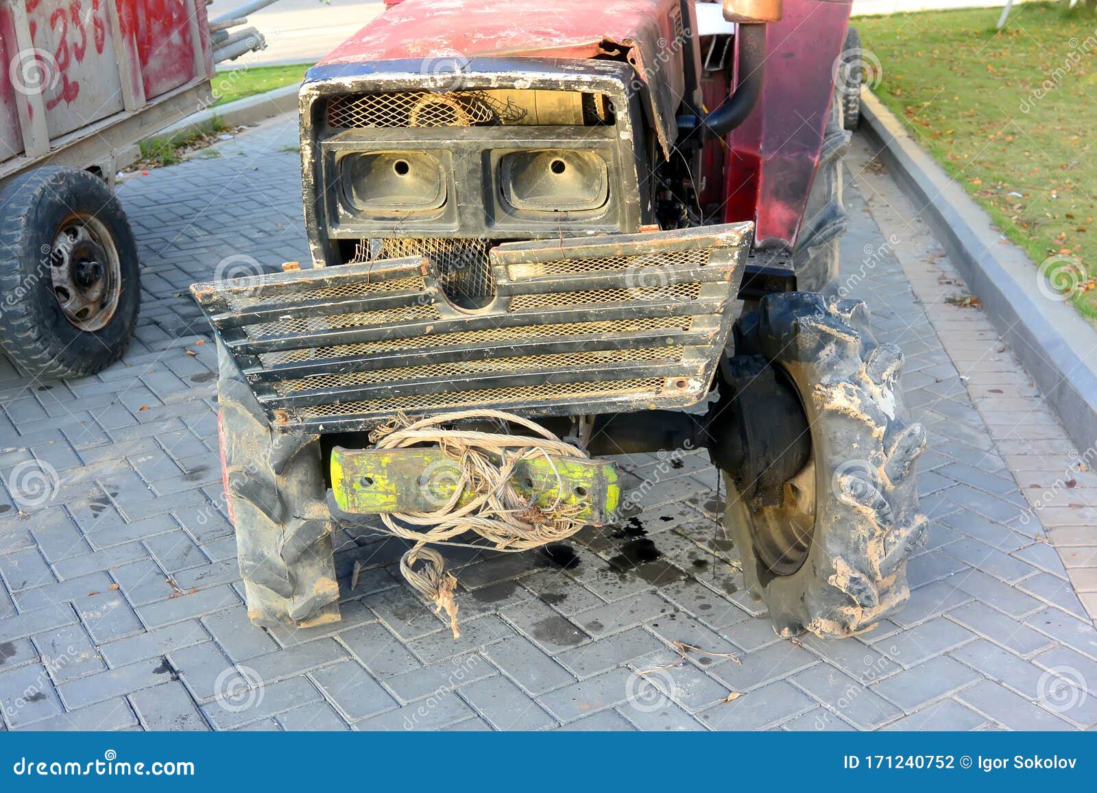 An Old Small Tractor with a Sad Look Stock Photo - Image of loader ...