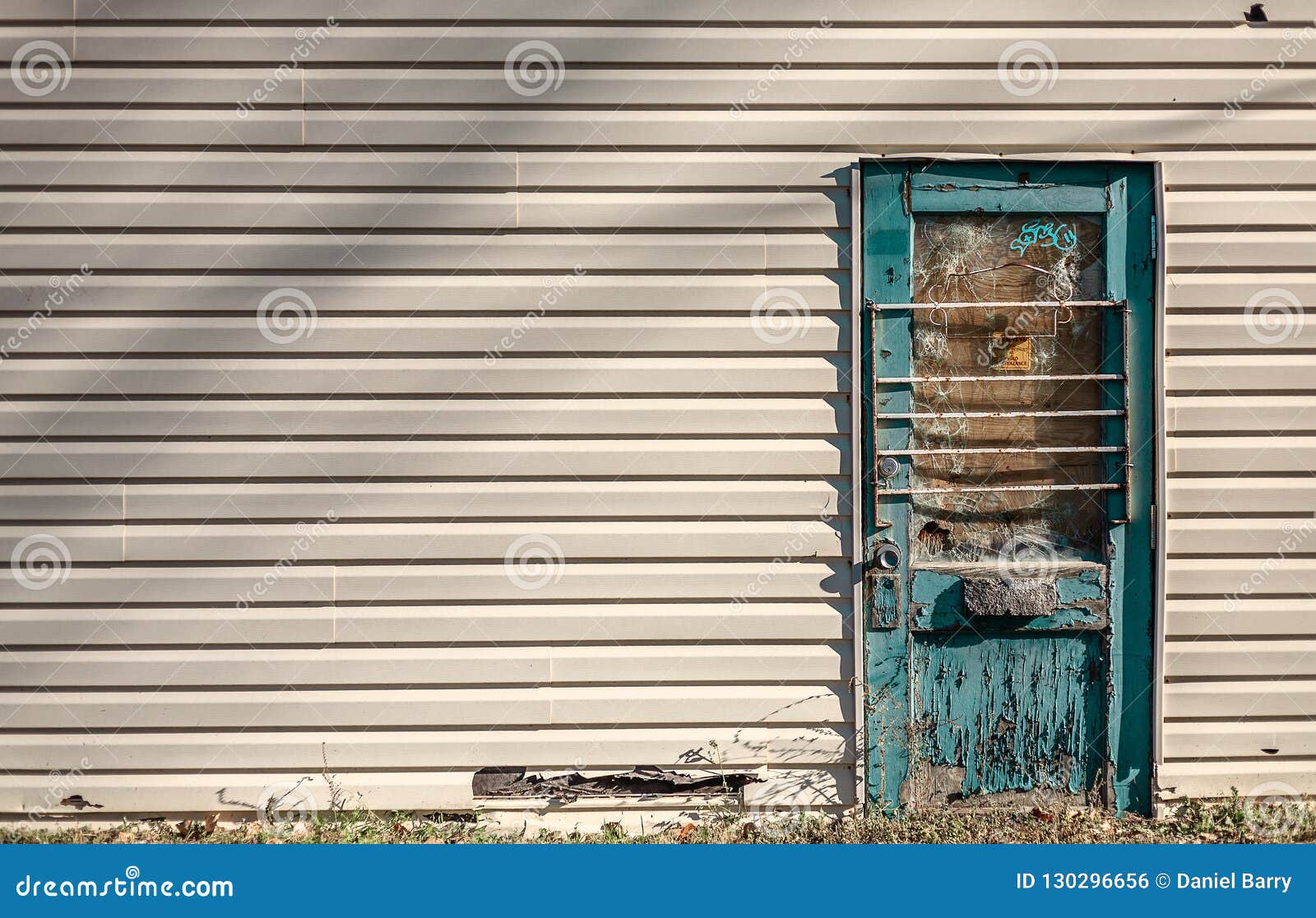 Old Smashed Blue Door with Room for Copy Stock Photo - Image of rack ...