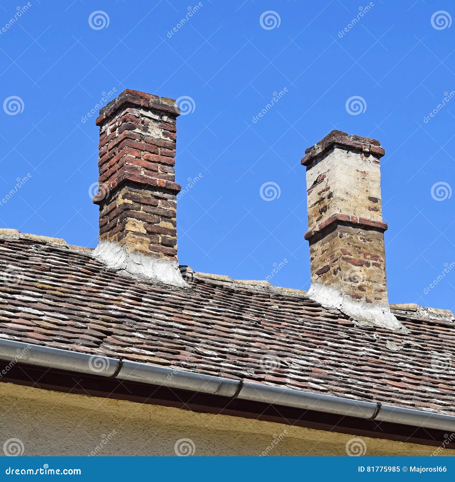Old smoke stacks stock image. Image of side, blue, smoke - 81775985