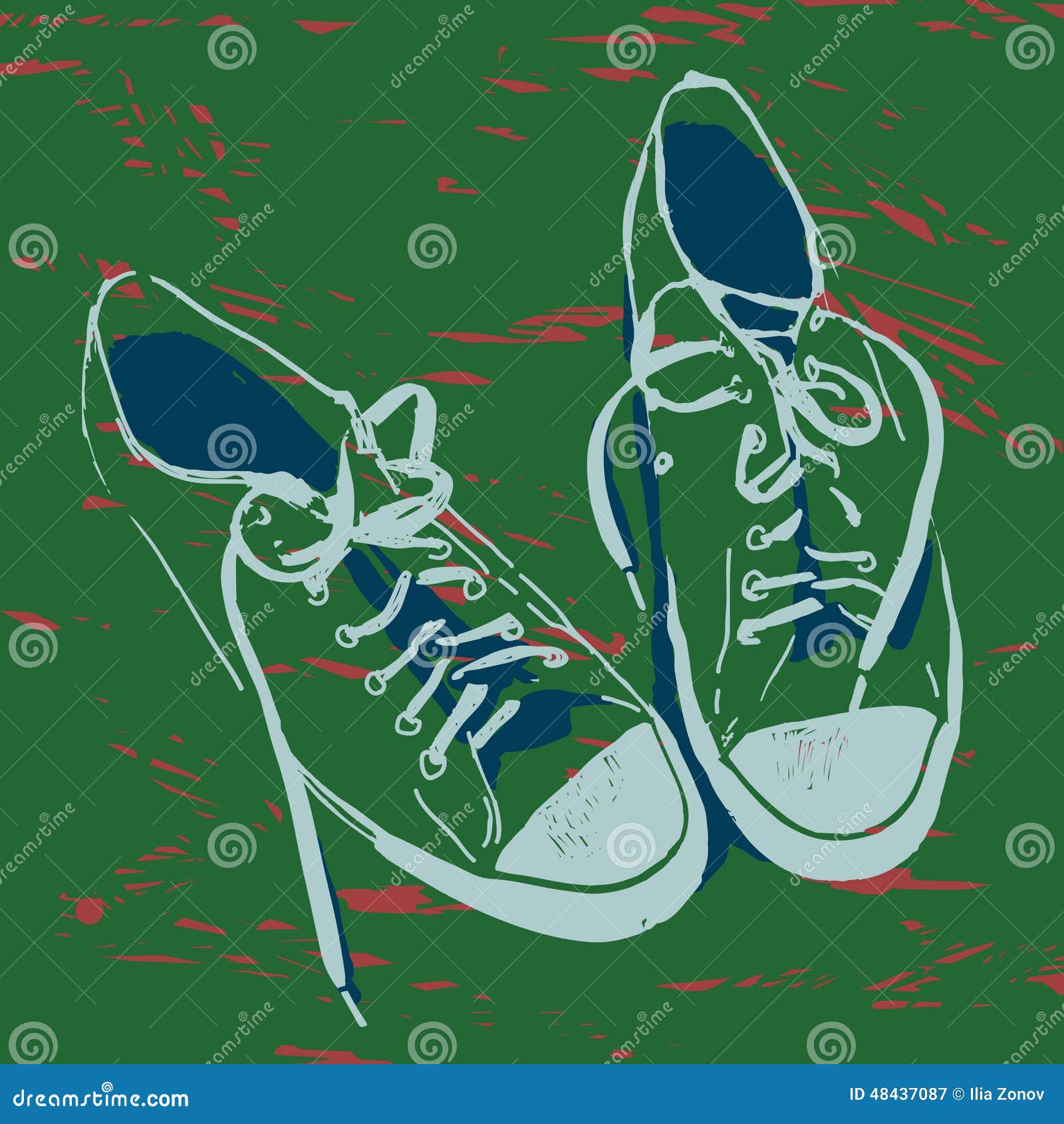 Old sneakers stock vector. Illustration of pencil, beautiful - 48437087