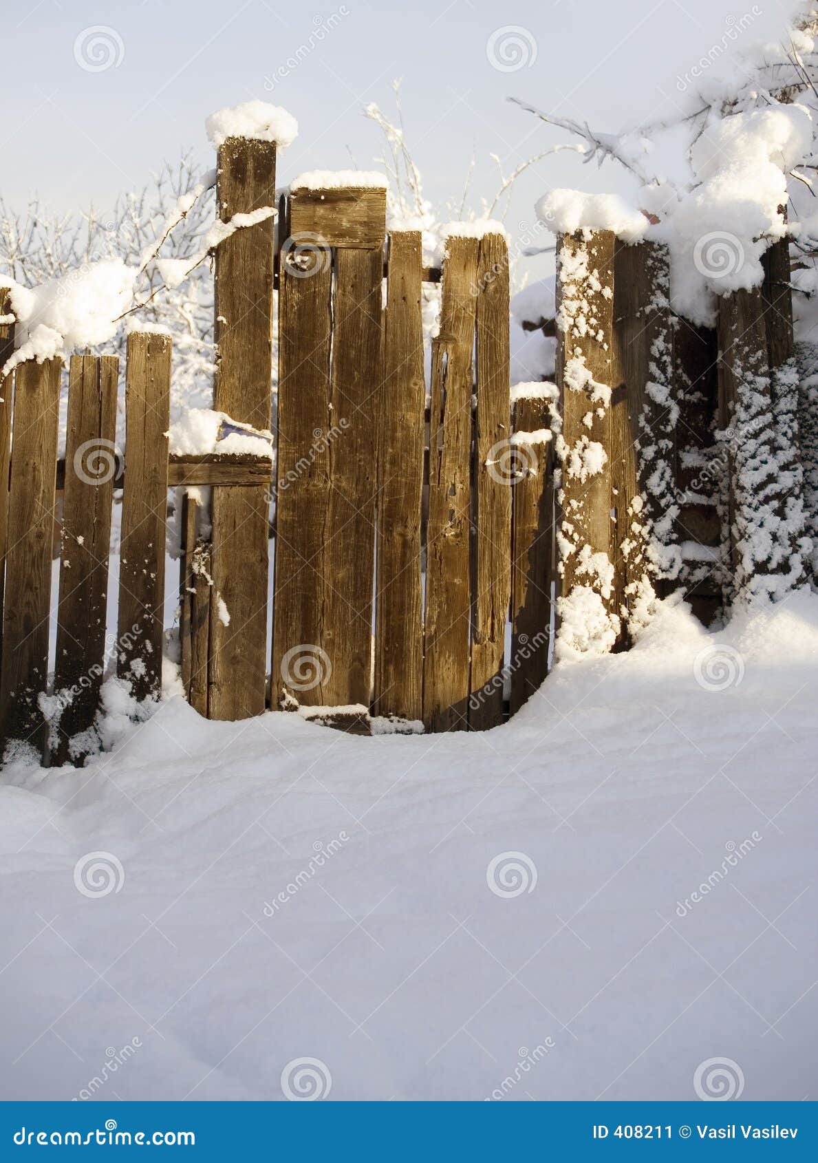 Old snowy door stock image. Image of holiday, tree, landscape - 408211