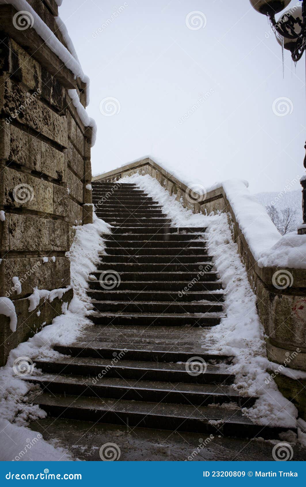 Old snowy stairs stock image. Image of slippery, step - 23200809