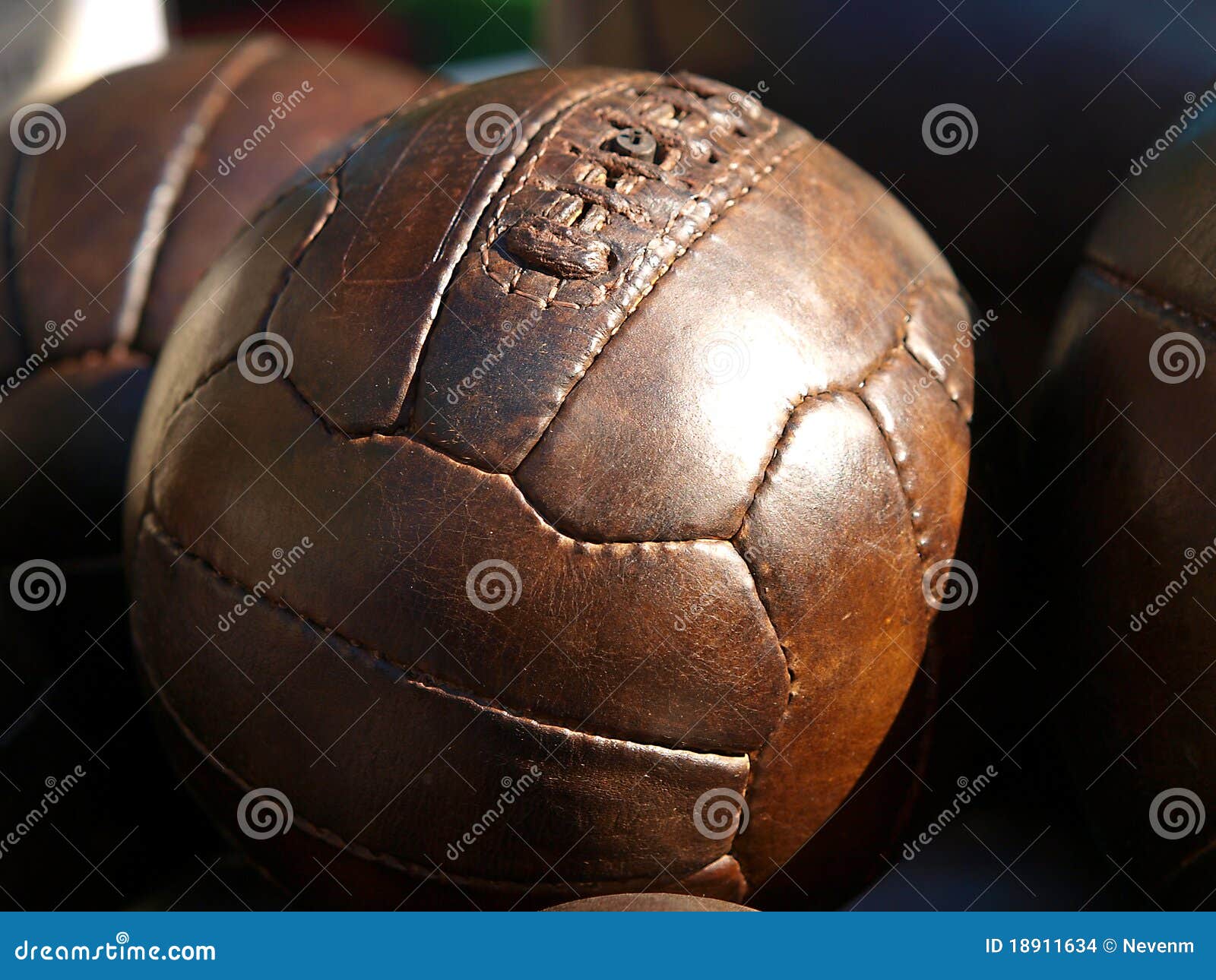 Old soccer ball stock photo. Image of leather, seam, brown - 18911634