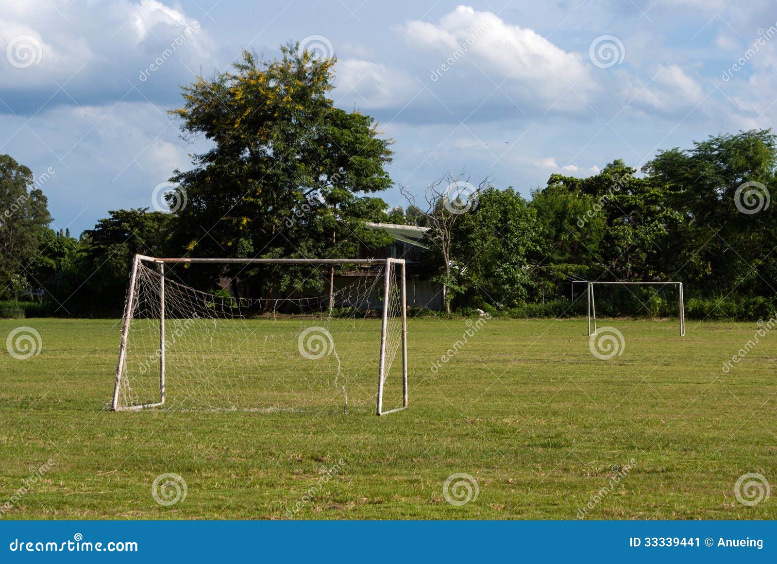 Old soccer goal stock image. Image of open, grass, game - 33339441
