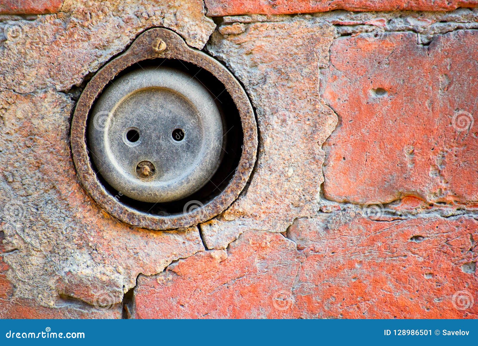 Old Socket on the Facade of a Brick Building Stock Image - Image of ...