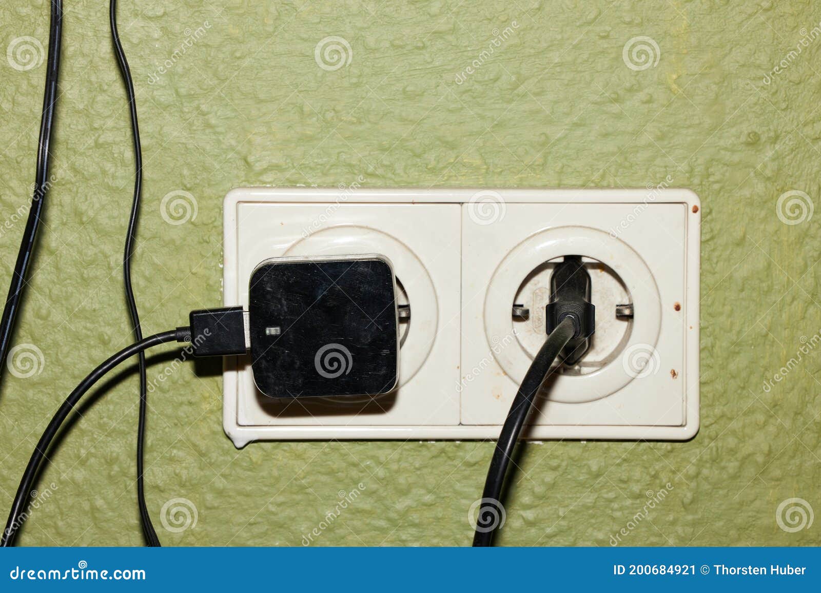 Old Socket Outlet with Usb Plug Stock Image - Image of electricity ...