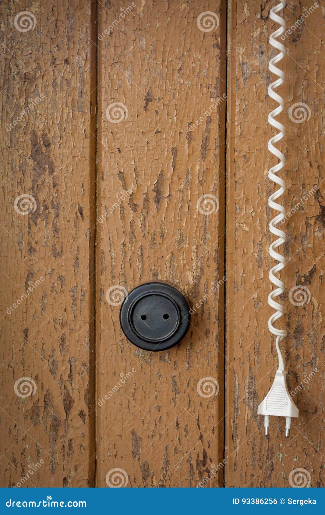 Old Socket and Plug with Wire Stock Photo - Image of supply, black ...