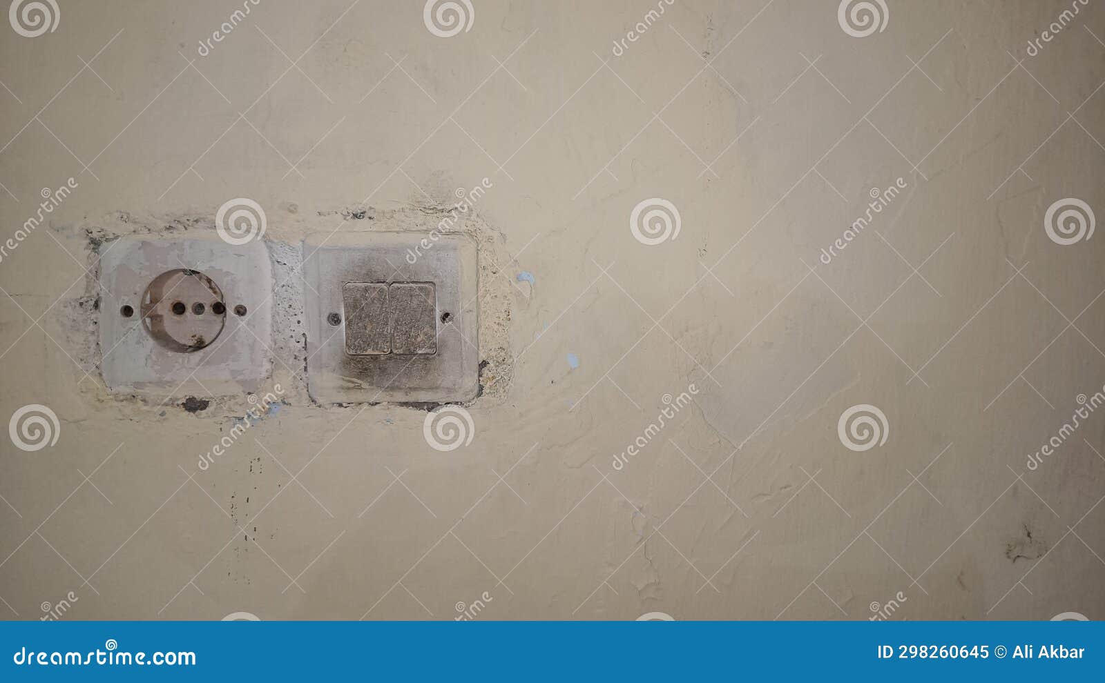 Old Sockets and Switches on the Wall Kuning Stock Image - Image of wall ...